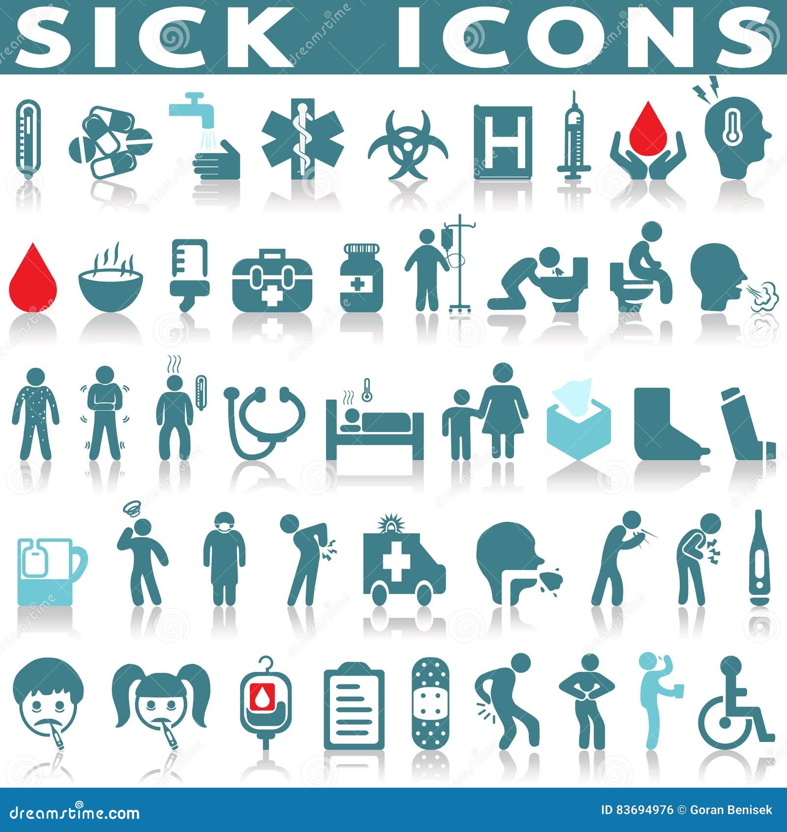 Sjuk symbolsuppsättning vektor illustrationer. Illustration av olagligt ...