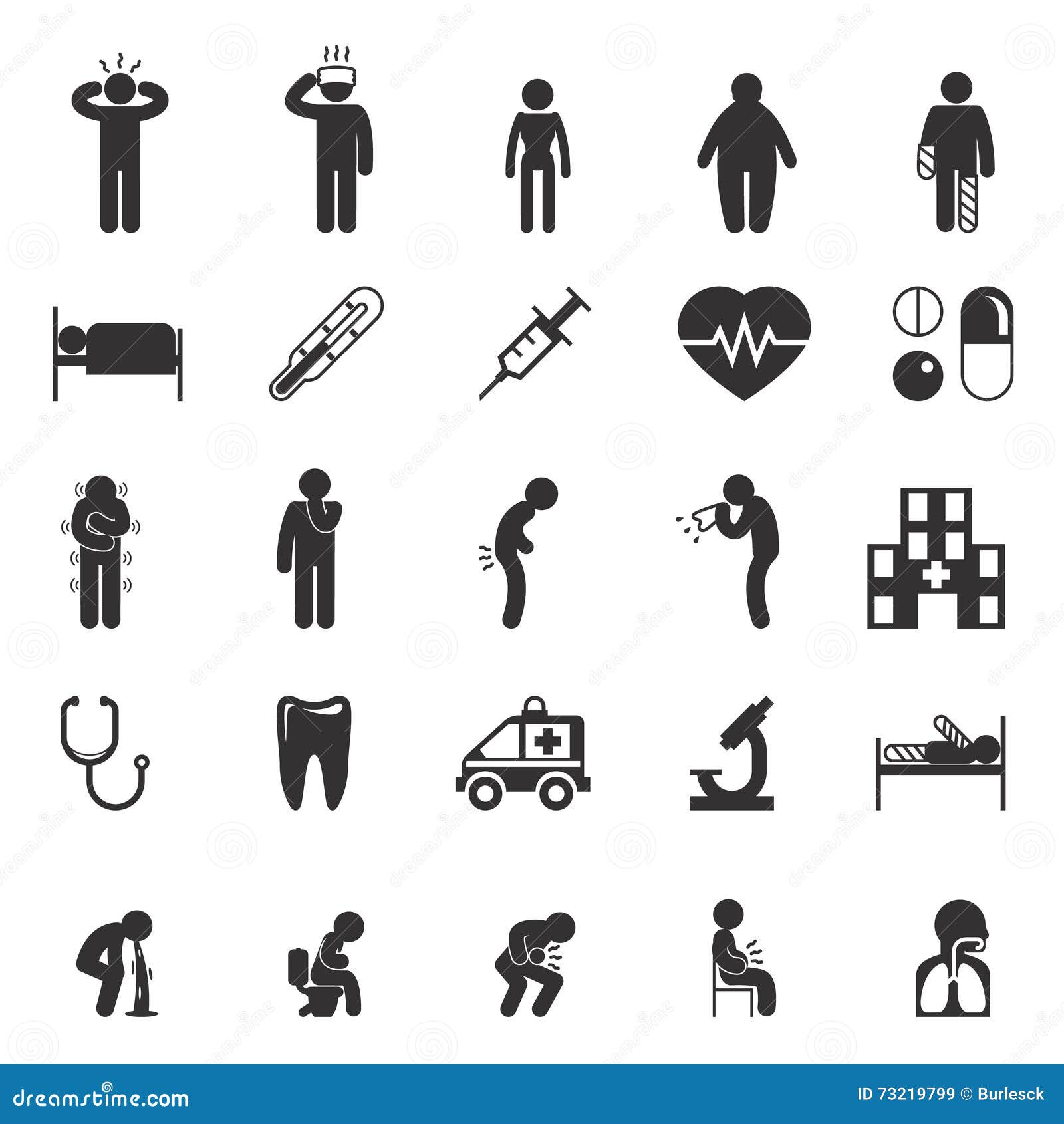 Sjuka Symboler Folkvektorpictograms Vektor Illustrationer ...