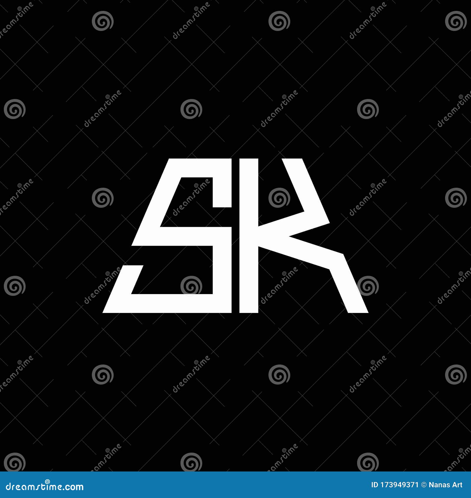 SK Logo Abstract Monogram Isolated on Black Background Stock Vector ...