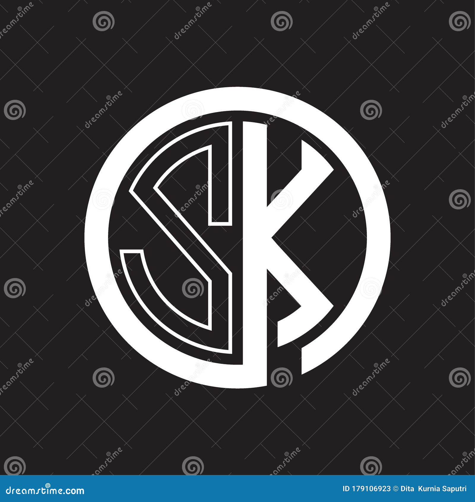 SK Logo with Circle Rounded Negative Space Design Template Stock Vector ...