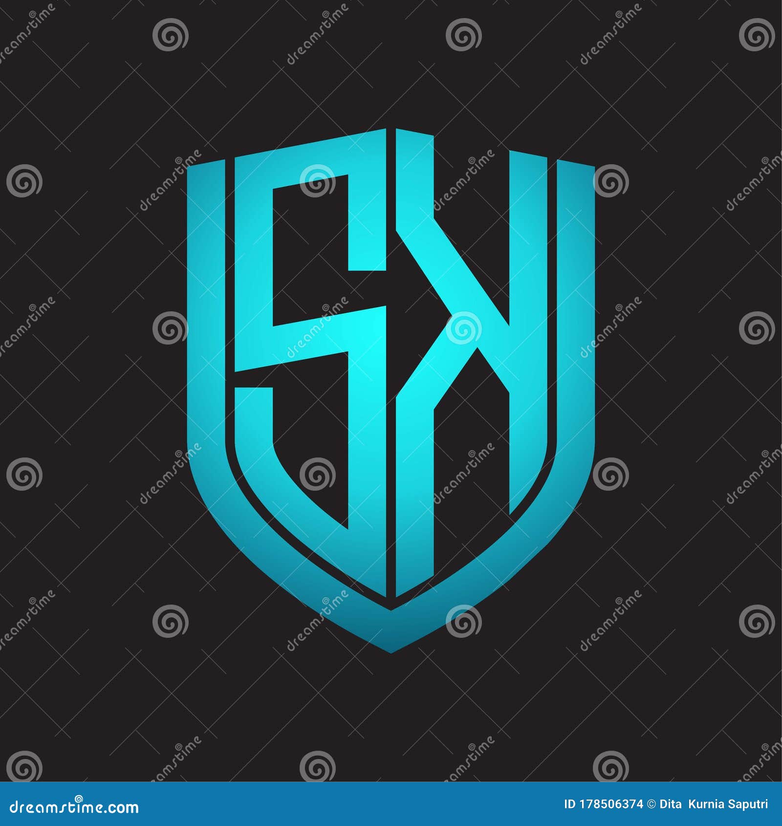 SK Logo Monogram with Emblem Shield Design Isolated with Blue Colors on ...
