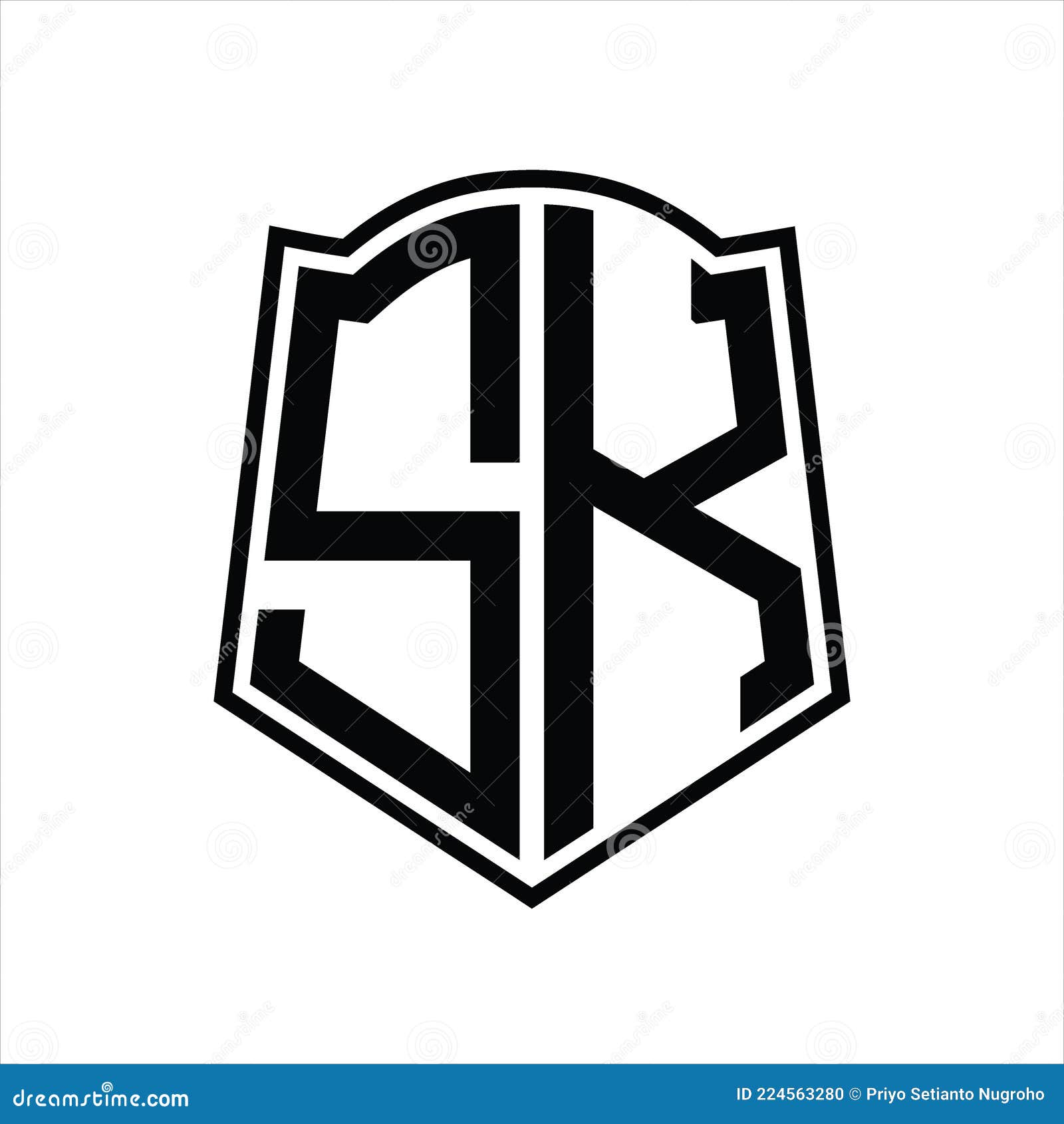 SK Logo Monogram with Shield Shape Outline Design Template Stock Vector ...