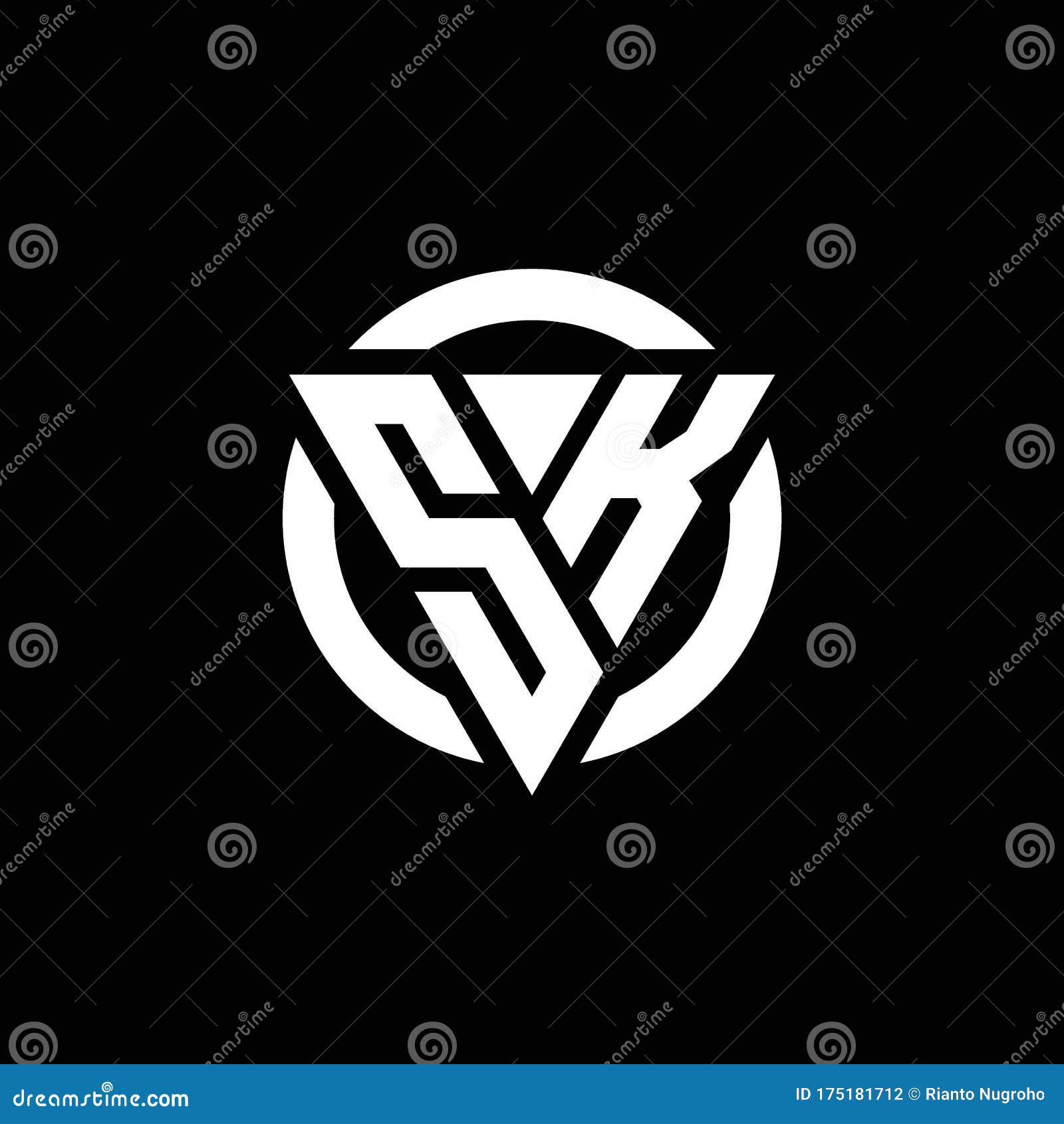 SK Logo with Triangle Shape and Circle Rounded Design Template Stock ...