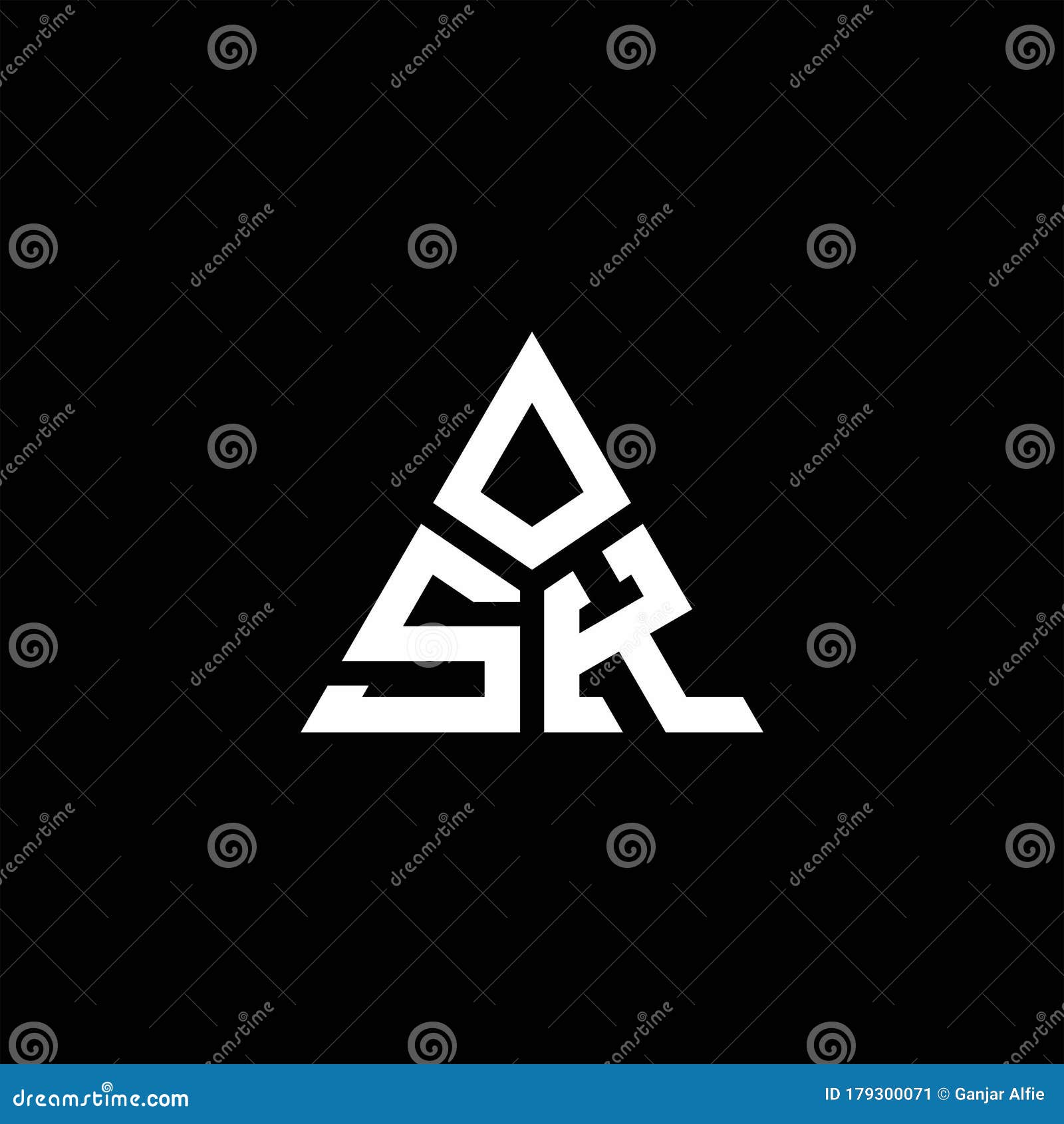 SK Monogram Logo with 3 Pieces Shape Isolated on Triangle Stock Vector ...