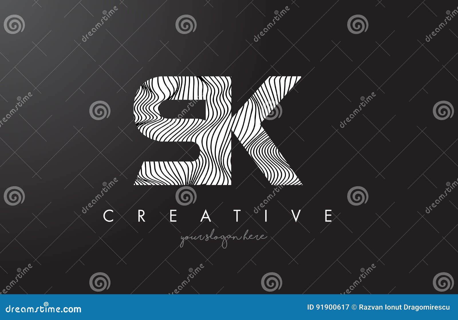 SK S K Letter Logo with Zebra Lines Texture Design Vector. Stock Vector ...