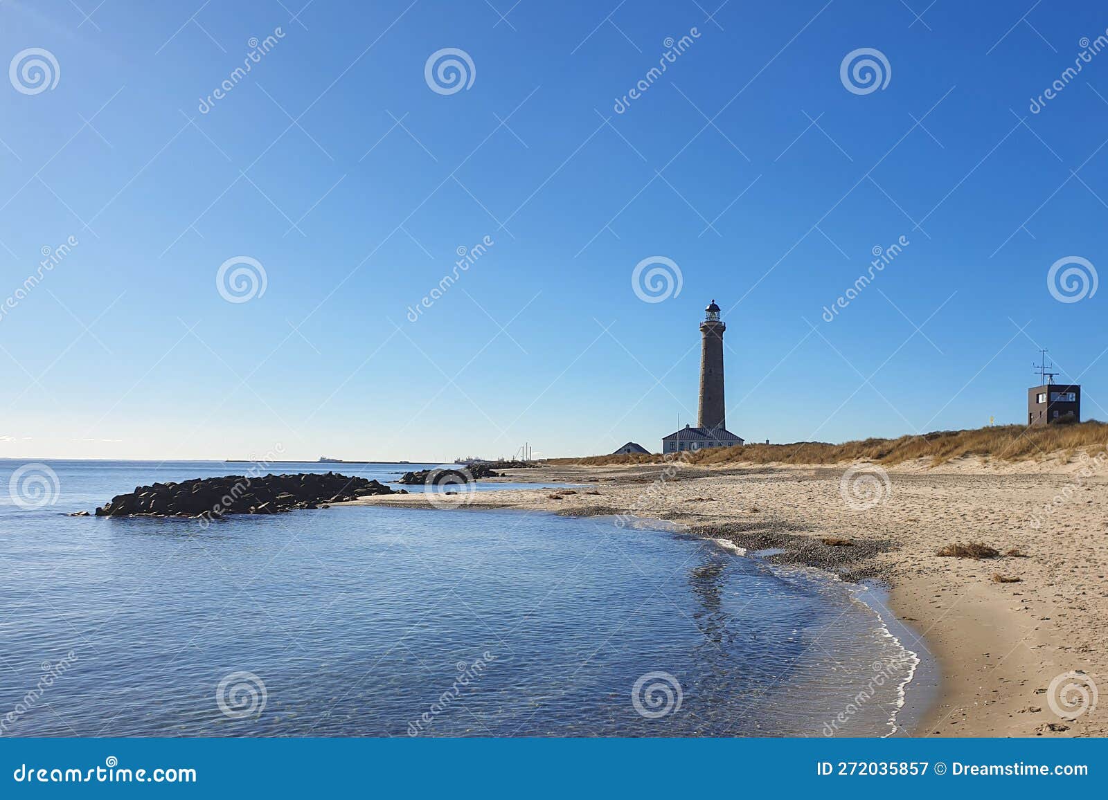 Skagen Lighthouse at North Sea Stock Image - Image of north, vacation ...