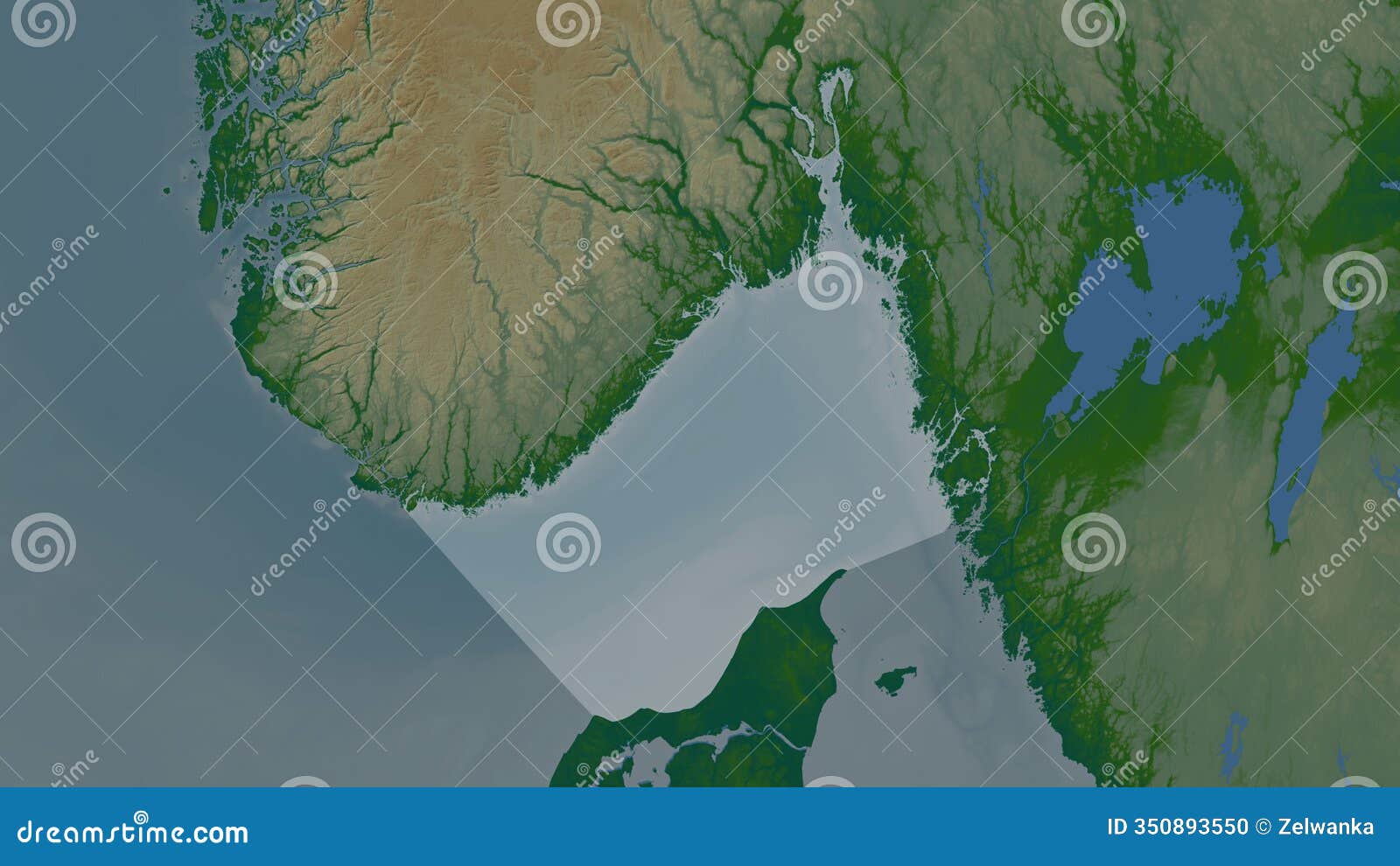 Skagerrak Highlighted. Physical Map Stock Illustration - Illustration ...