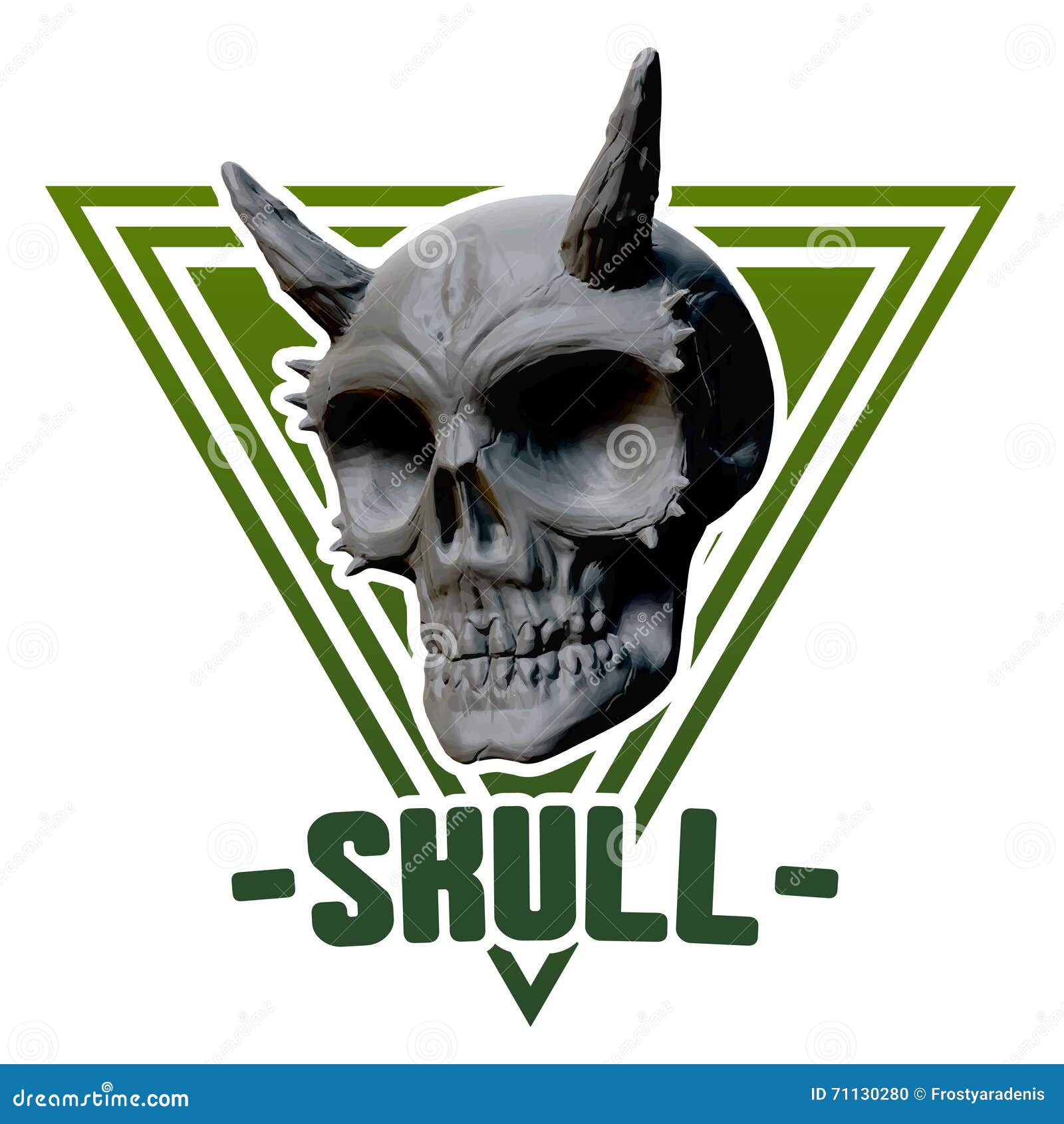 Skalle med horns vektor illustrationer. Illustration av skelett - 71130280