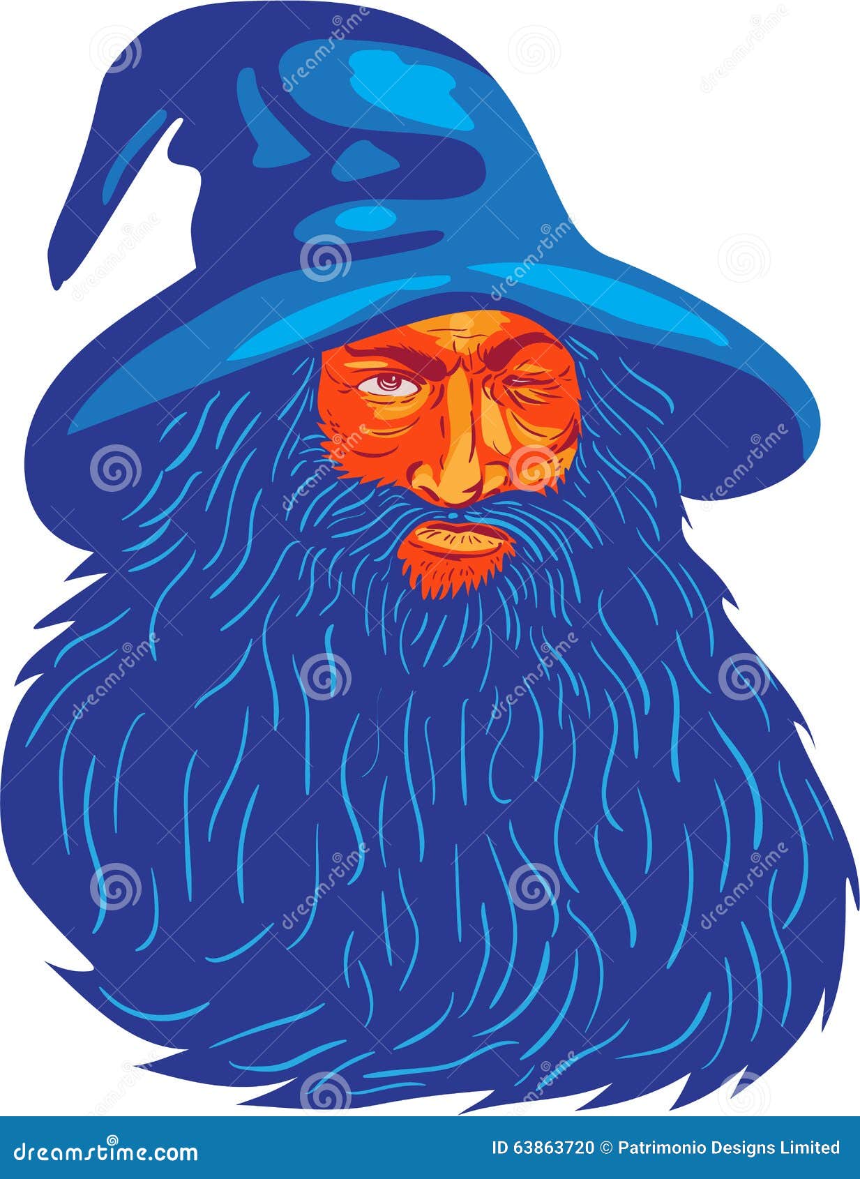 Skandinavier-Gott Odin Beard WPA Vektor Abbildung - Illustration von ...