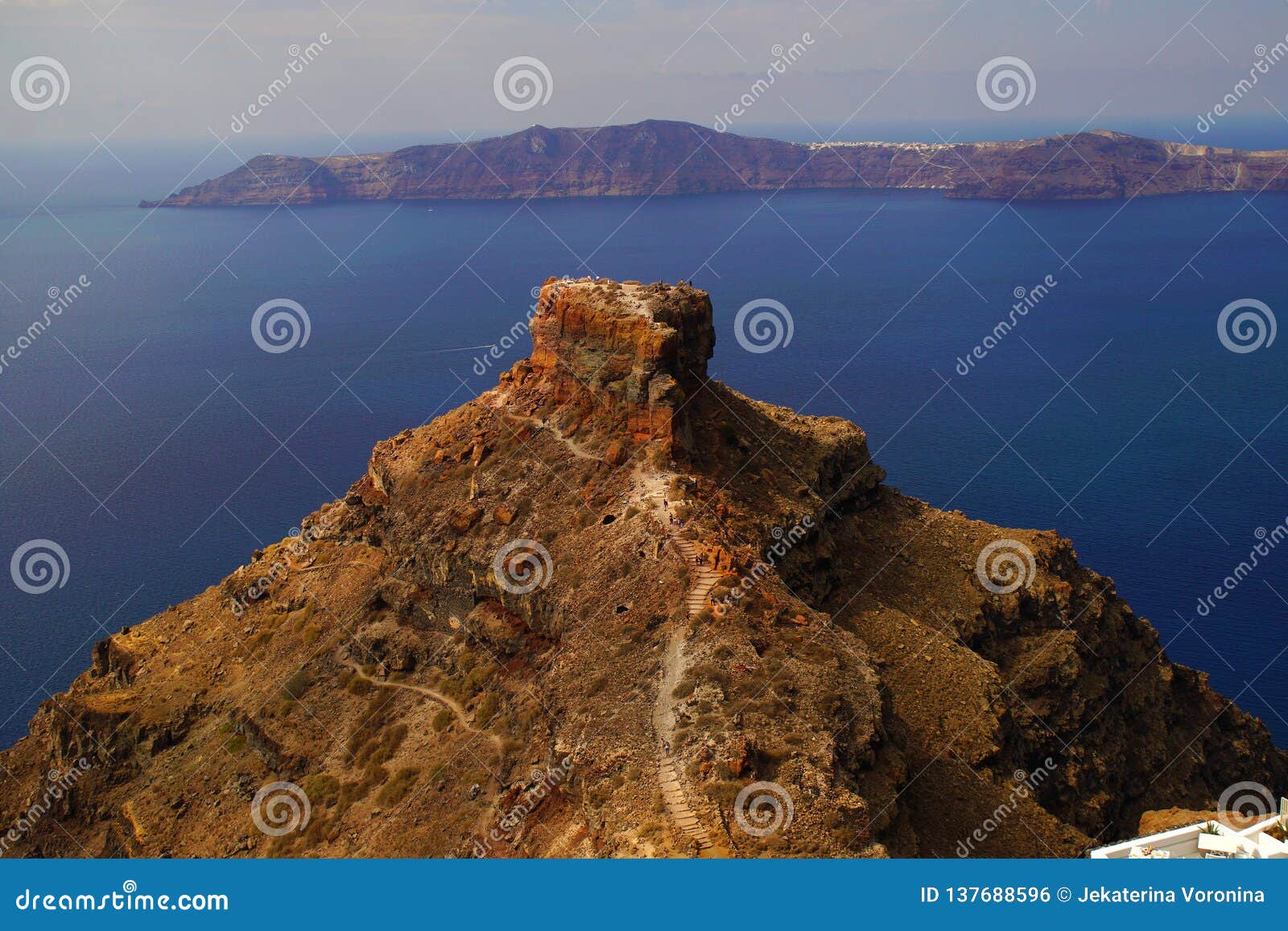 Skaros Rock with Panoramic View of the Caldera in Santorini Stock Photo ...