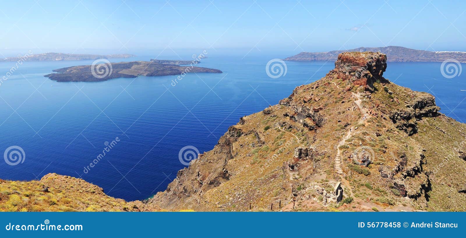 Skaros rock in Santorini stock photo. Image of coastline - 56778458