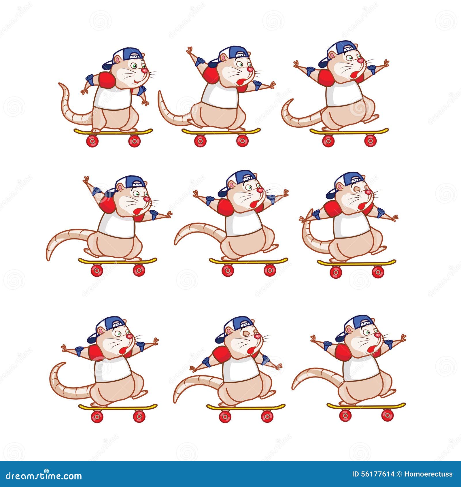 Skate Board Rat Getting Hit Sprite Stock Vector - Illustration of board ...