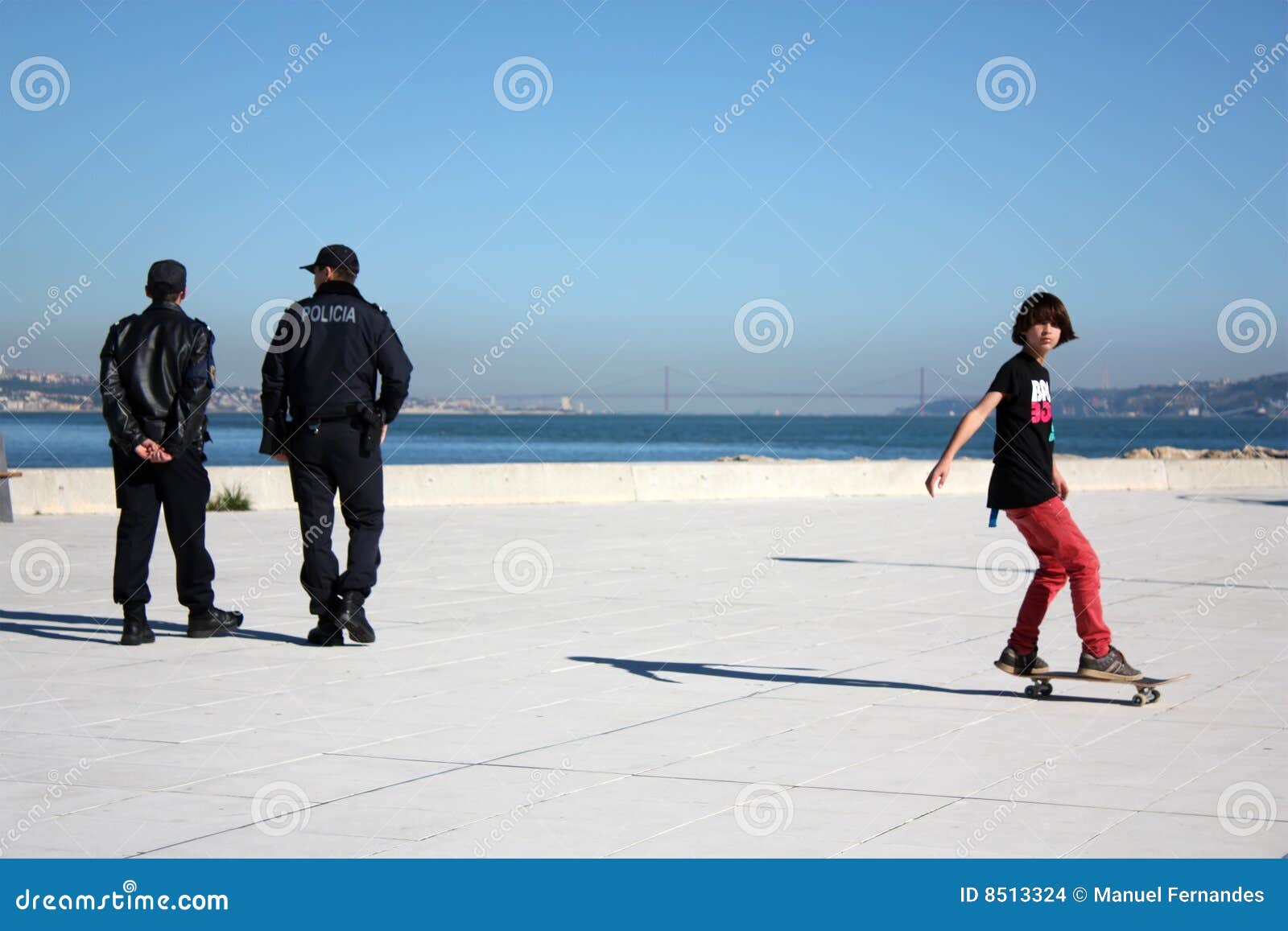 Skate boy with police stock photo. Image of extreme, practice - 8513324
