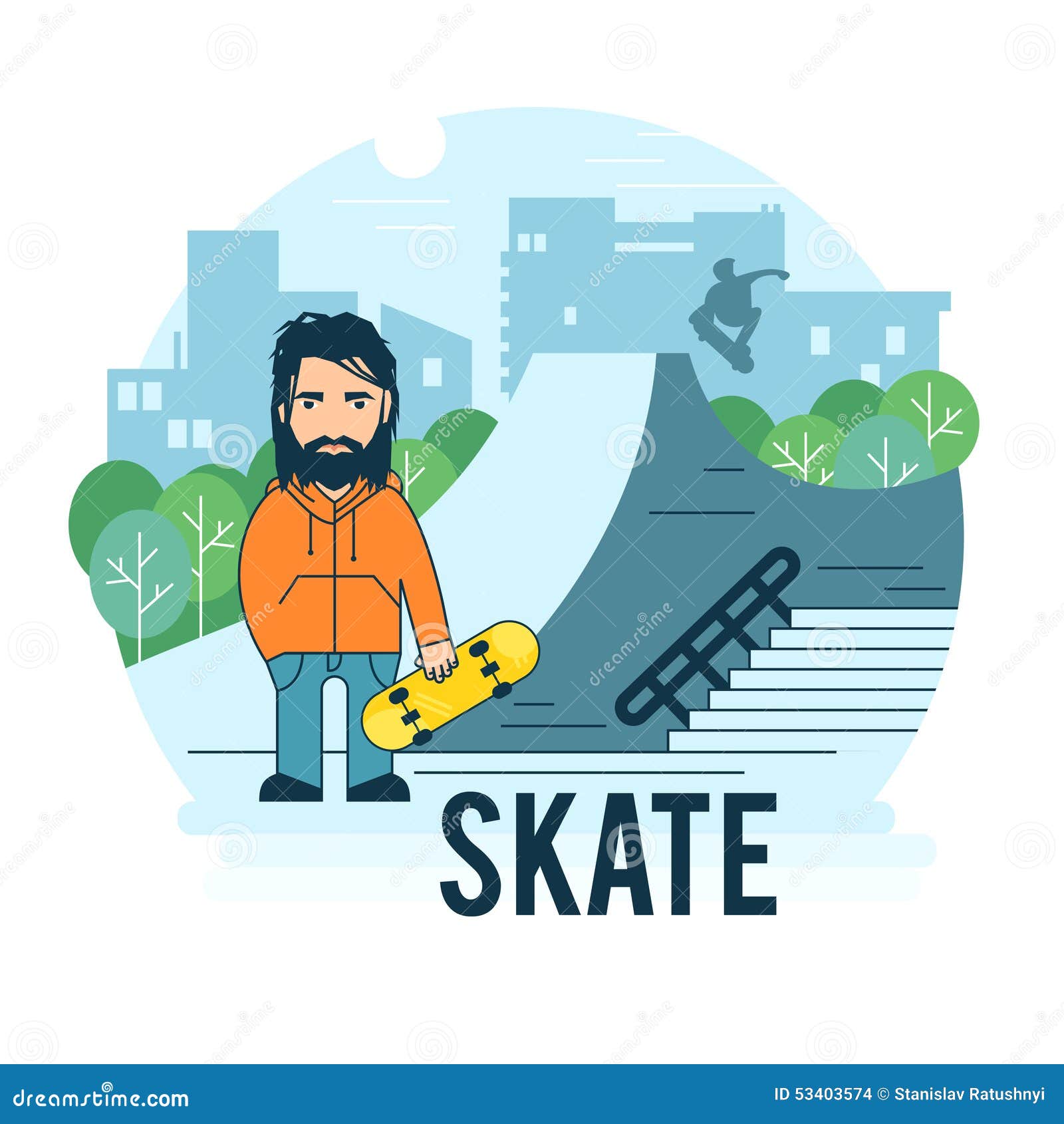 Skate park stock vector. Illustration of modern, extreme - 53403574
