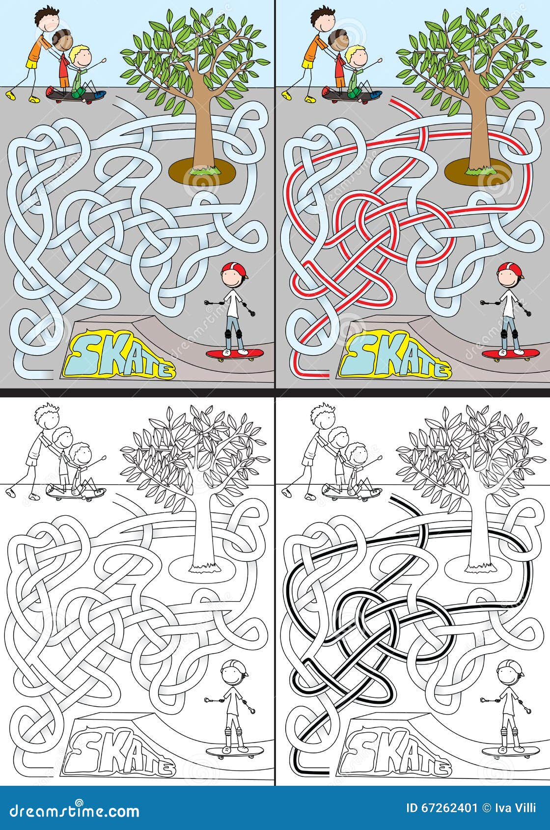 Skate park maze stock vector. Illustration of path, color - 67262401