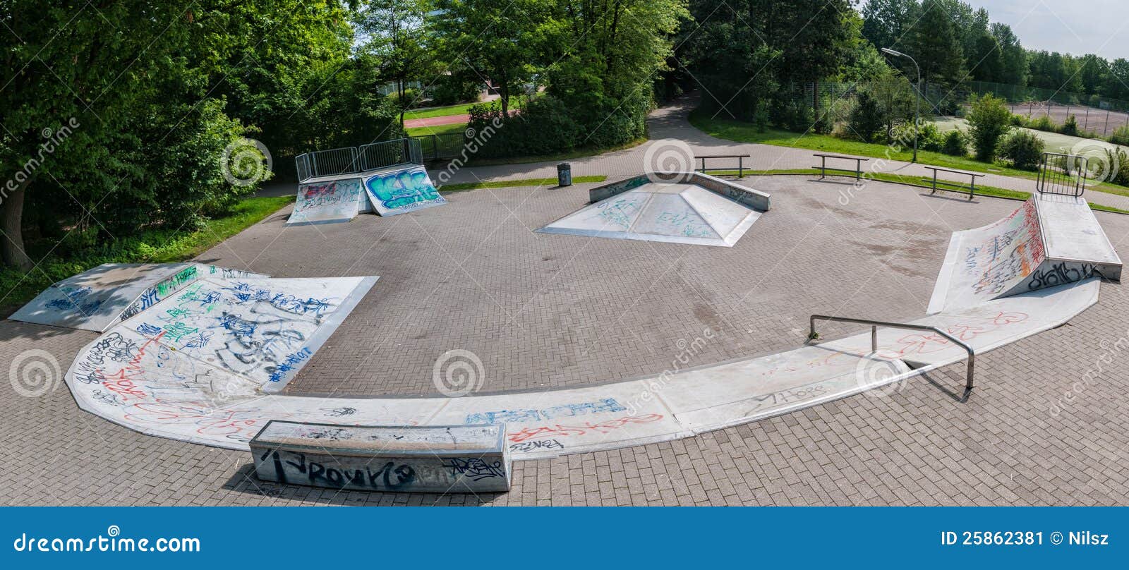 Skate Park With Ramps Royalty-Free Stock Photography | CartoonDealer ...