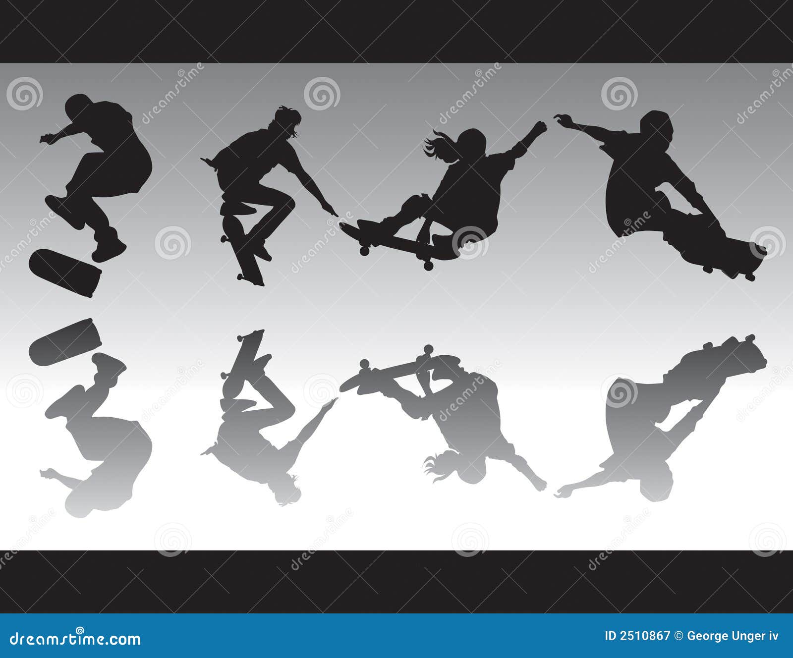 Skate Silhouettes IV stock vector. Illustration of skateboarding - 2510867