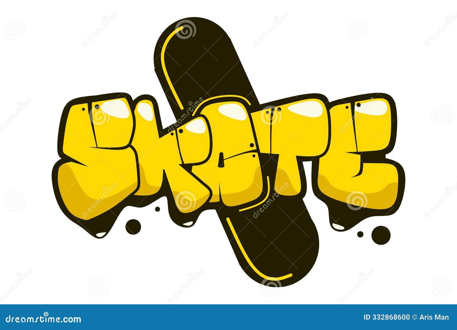 Skate Word Graffiti Text Sticker Illustration Stock Vector ...