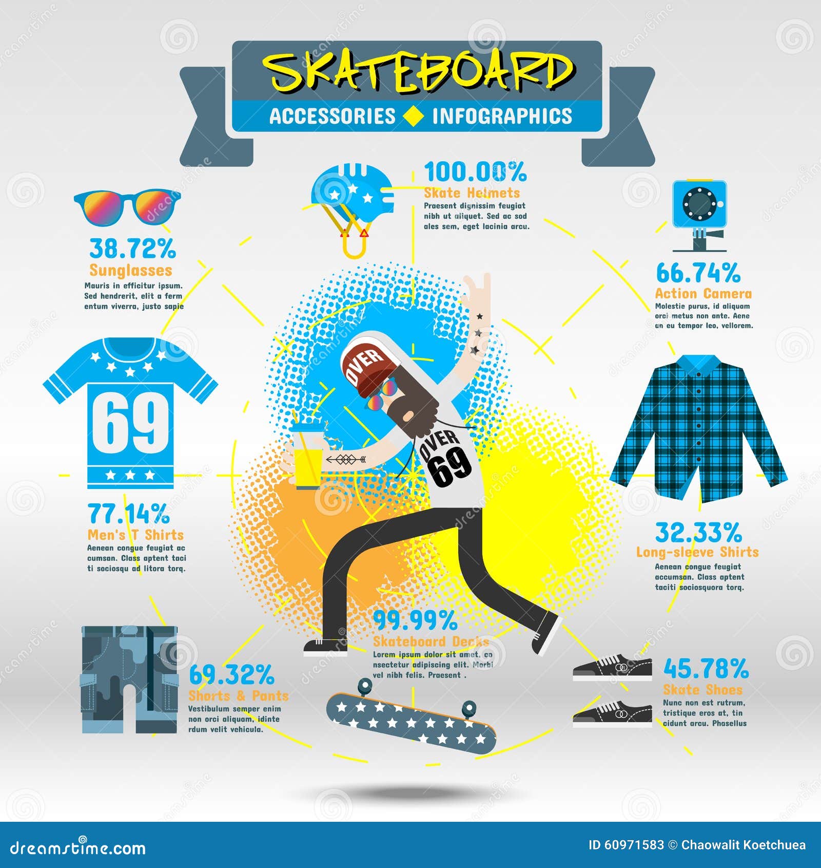 Skateboard Accessories Infographics Stock Vector - Illustration of ...