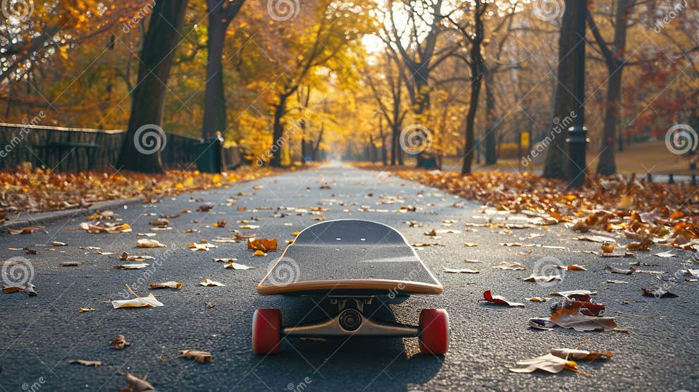 Skateboard on an Asphalt Path in the Park Stock Photo - Image of object ...
