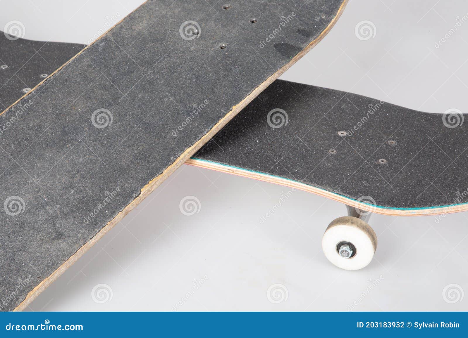 Skateboard Black Board in Top View Isolated on White Background Stock ...