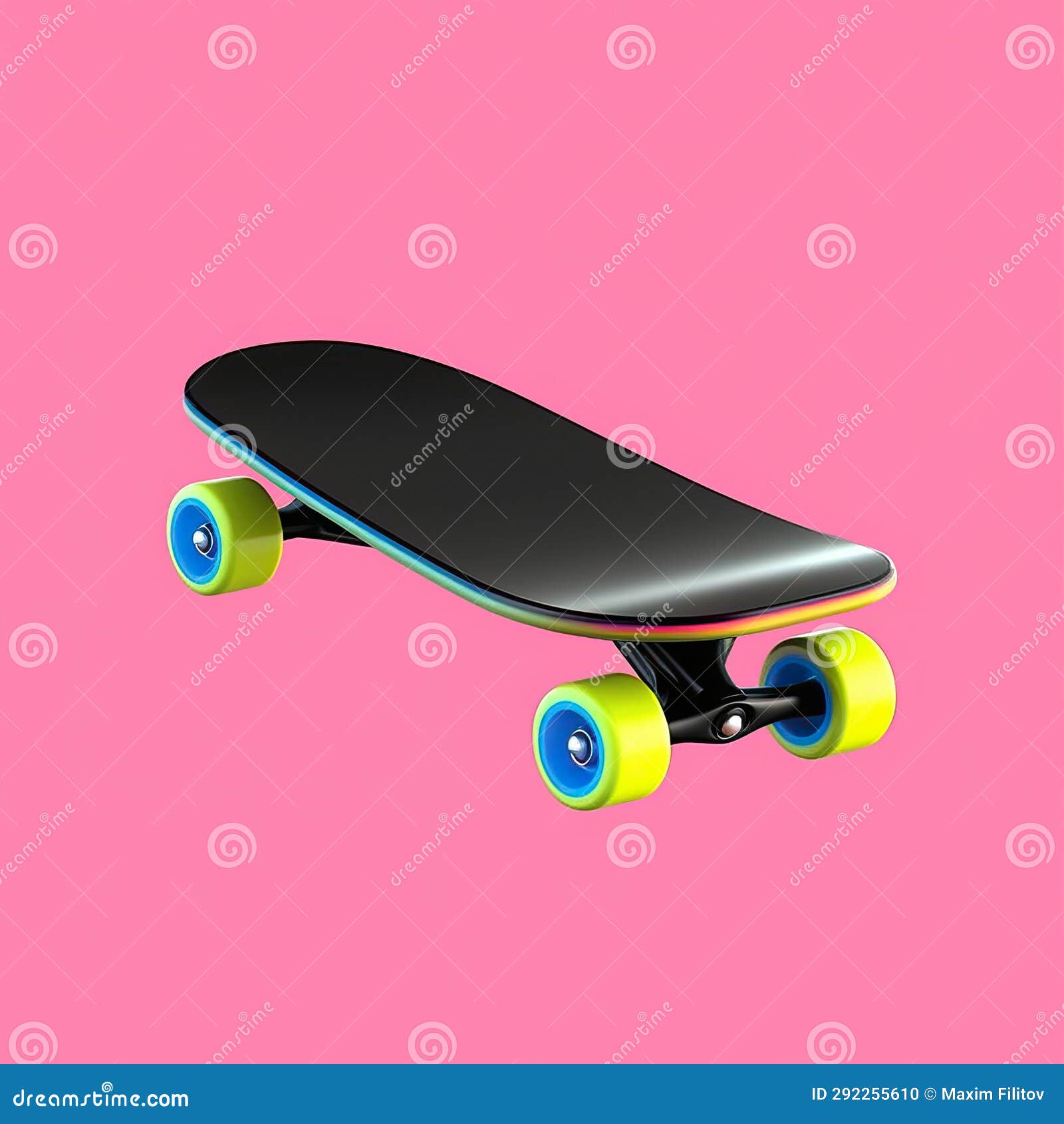 Skateboard 3d Render Model Isolated, Realistic 3d Skateboard ...