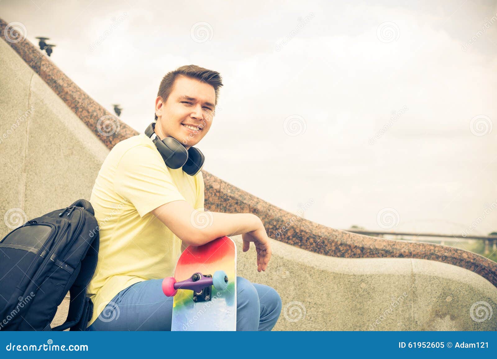 Skateboard guy stock image. Image of portrait, jeans - 61952605