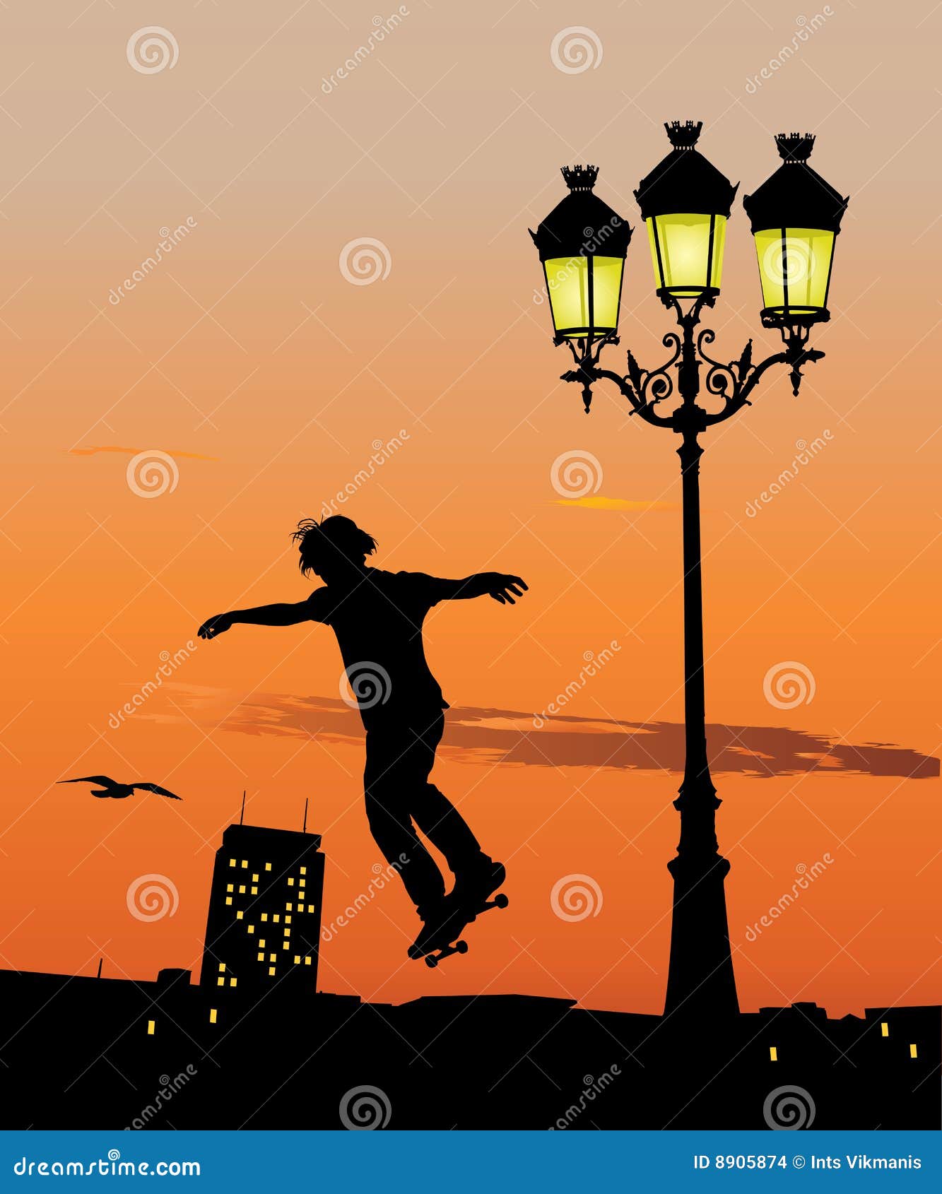 Skateboard jump stock vector. Illustration of active, speed - 8905874