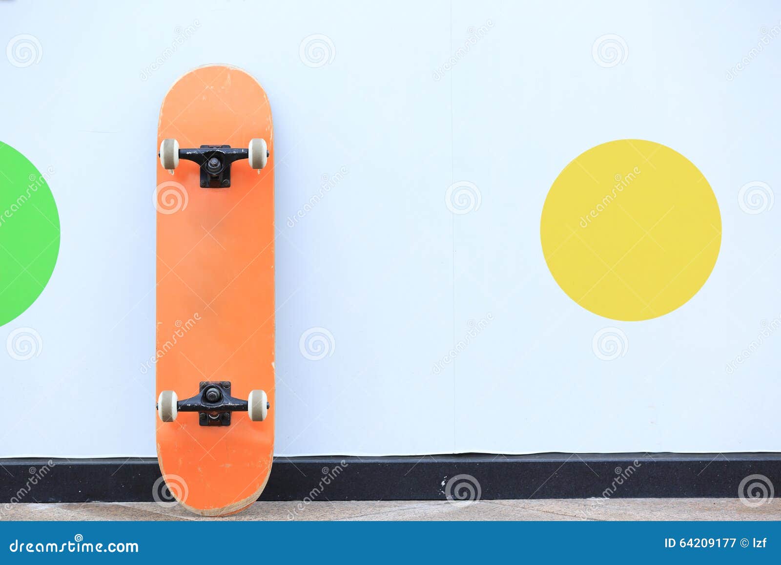 Skateboard lean on wall stock image. Image of skateboard - 64209177