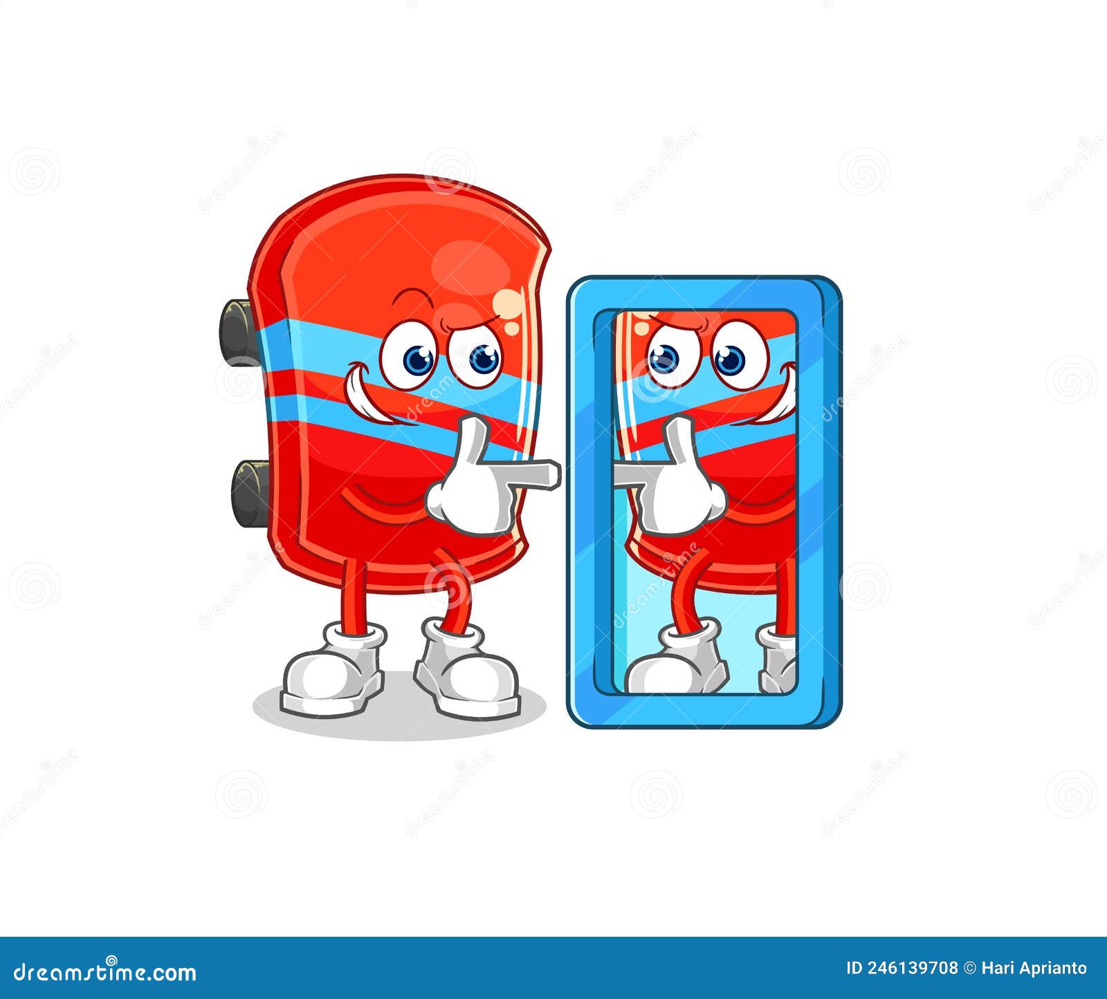 Skateboard Looking into Mirror Cartoon. Cartoon Mascot Vector Stock ...