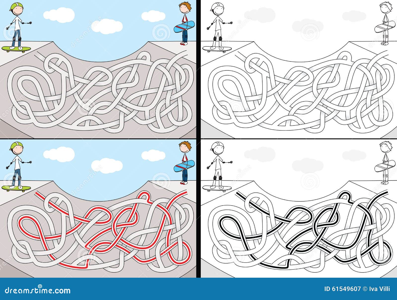 Skateboard park maze stock vector. Illustration of game - 61549607