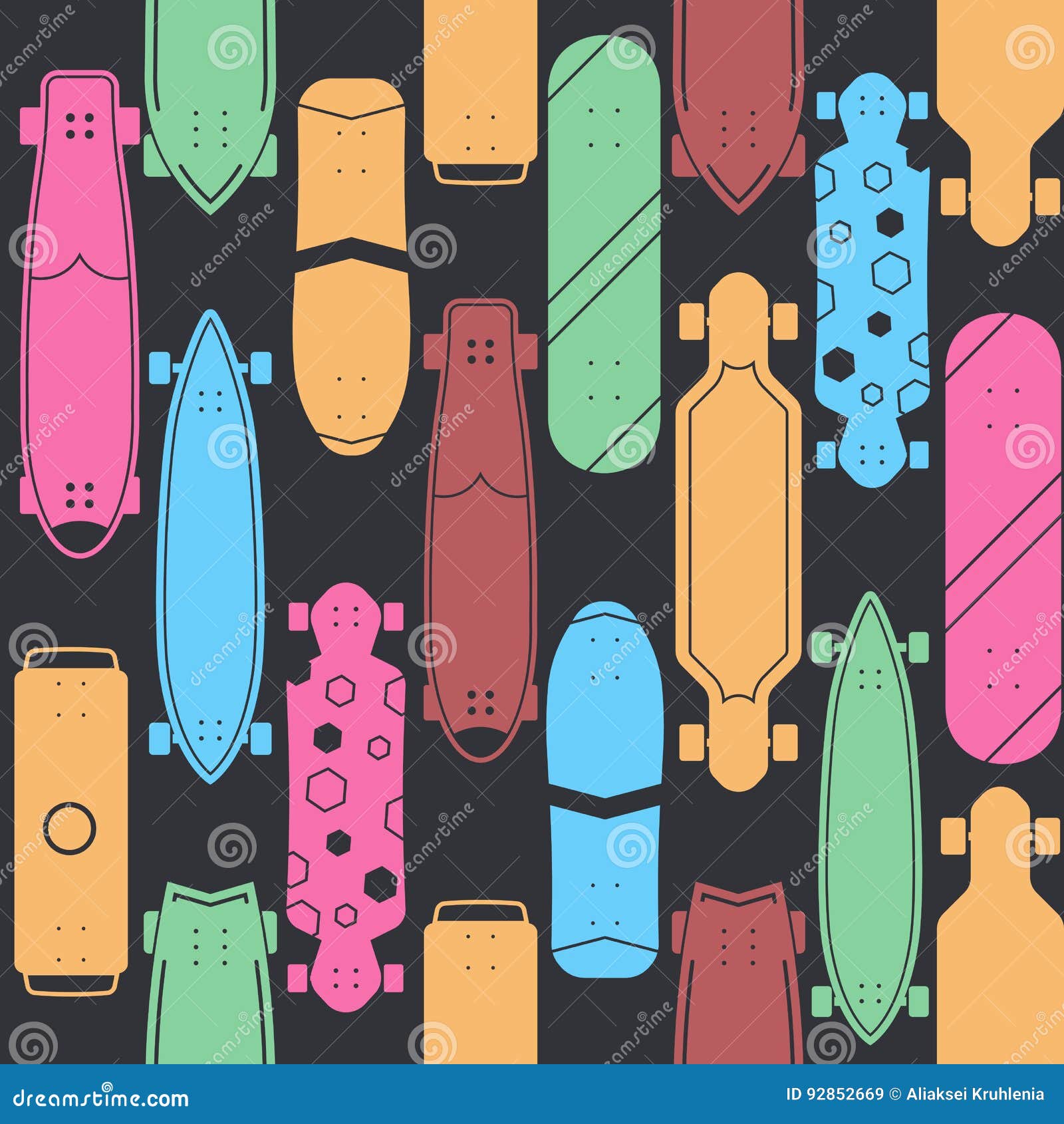 Skateboard Seamless Pattern Background Stock Vector - Illustration of ...