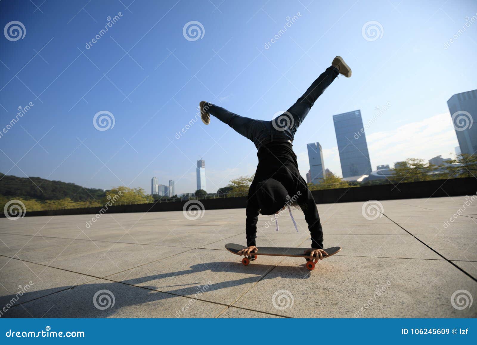 Skateboarder Doing a Hand on Skateboard Stock Image - Image of dynamic ...