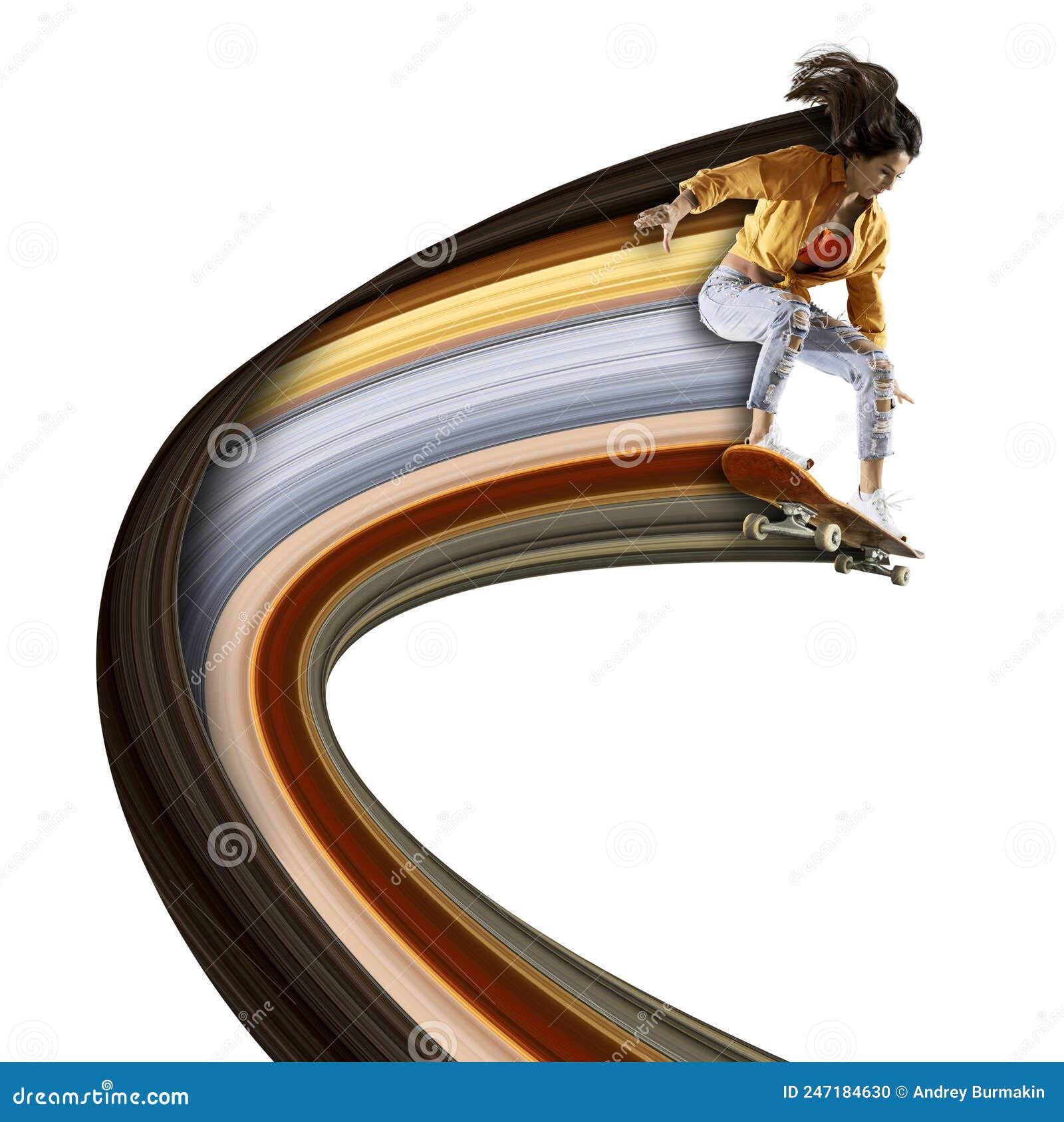 Skateboarder Doing a Jumping Trick. Pixel Stretch Effect Stock Photo ...