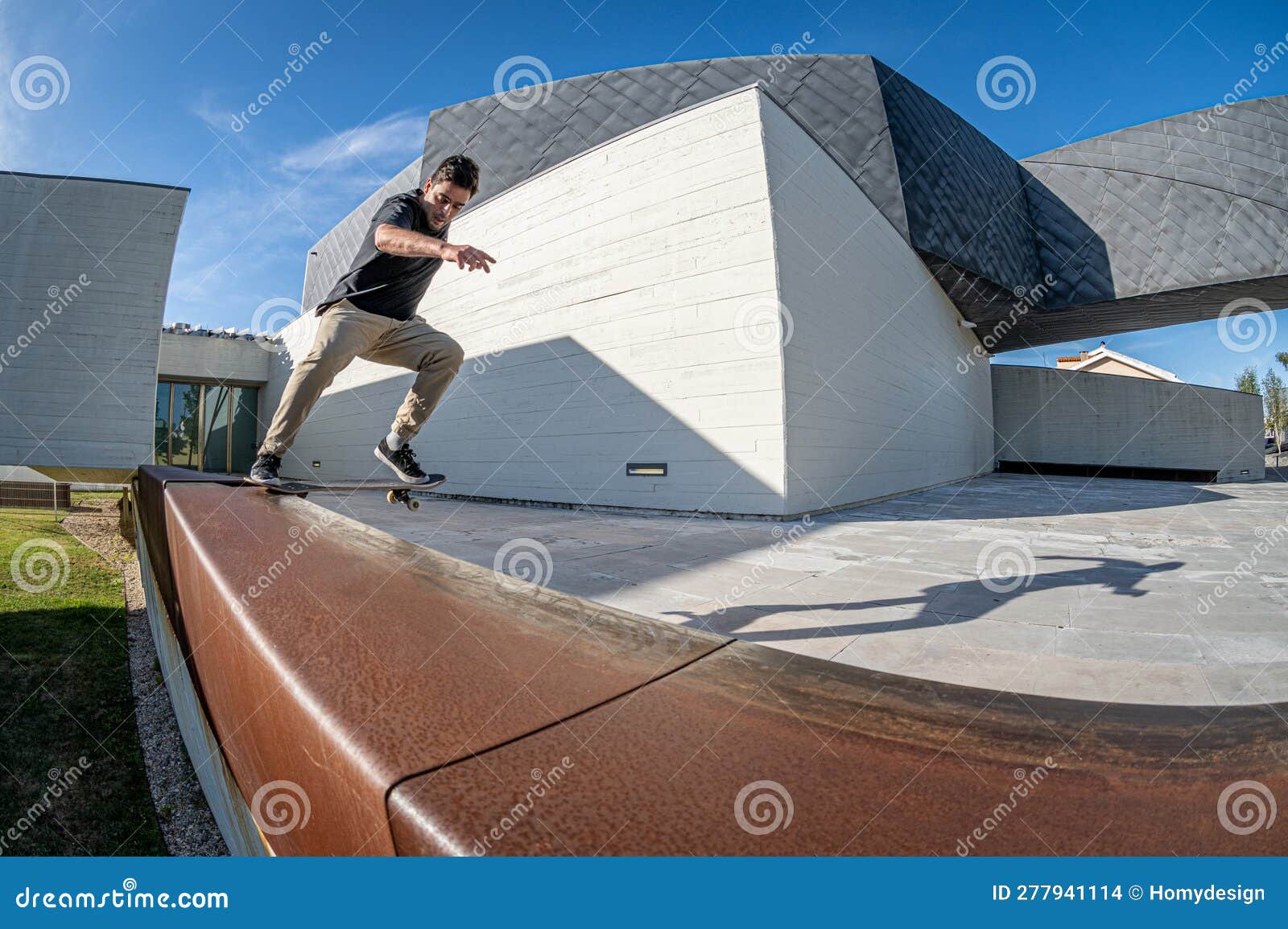 Skateboarder Doing a Nose Slide Trick Stock Photo - Image of recreation ...
