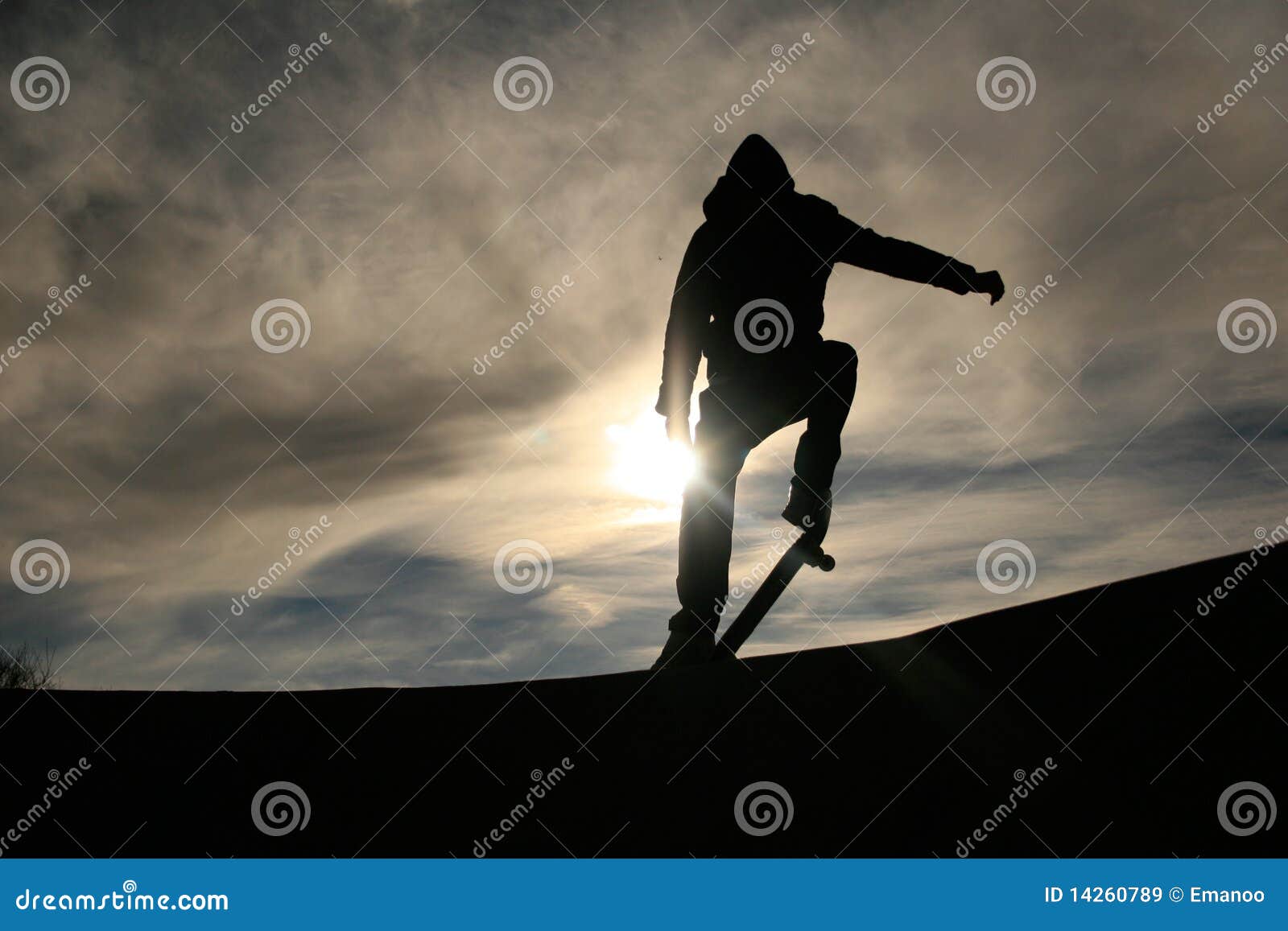 Skateboarder Doing Ollie in Sunset Stock Image - Image of concrete ...