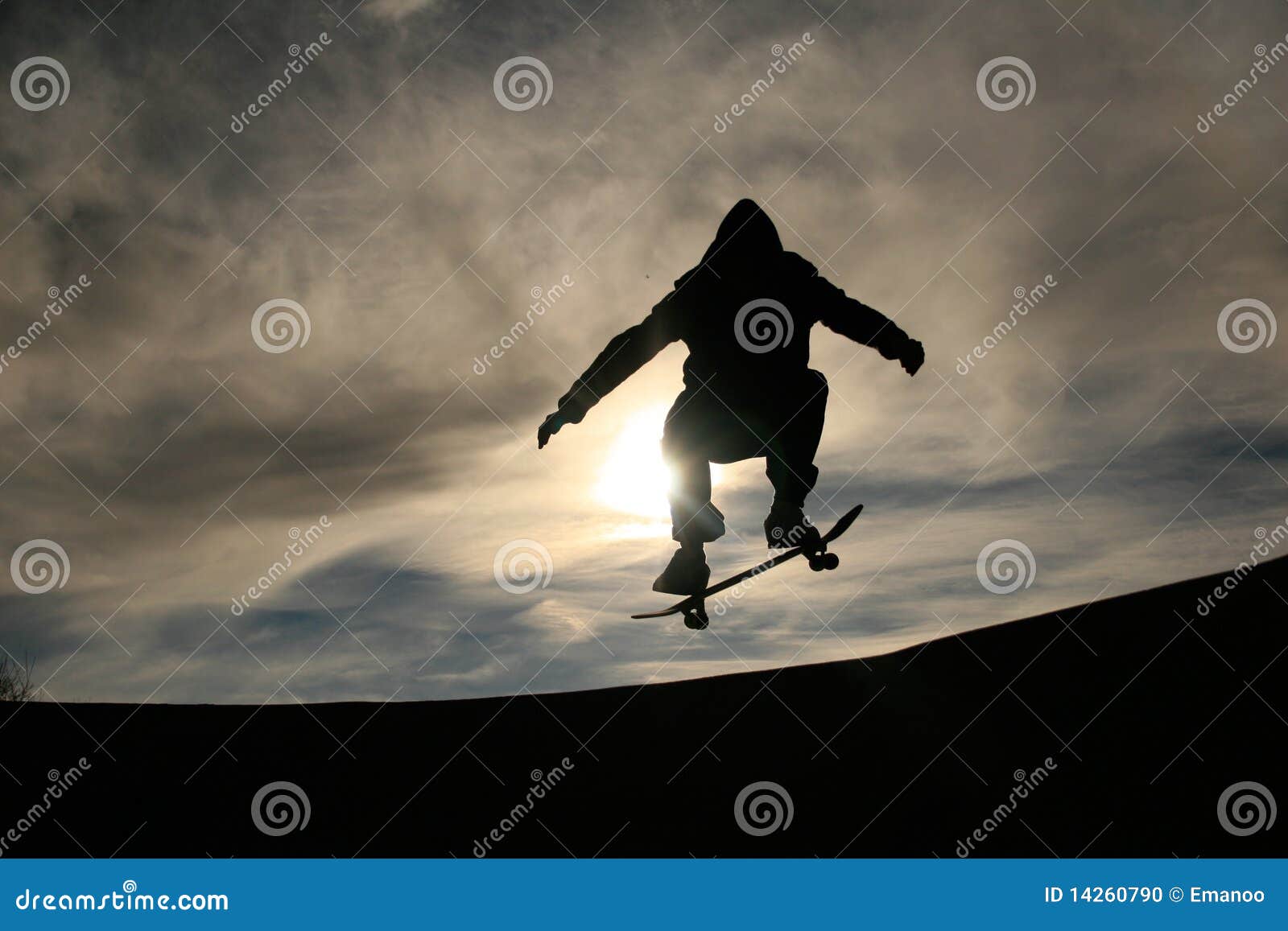 Skateboarder Doing Ollie in Sunset Stock Photo - Image of concrete ...