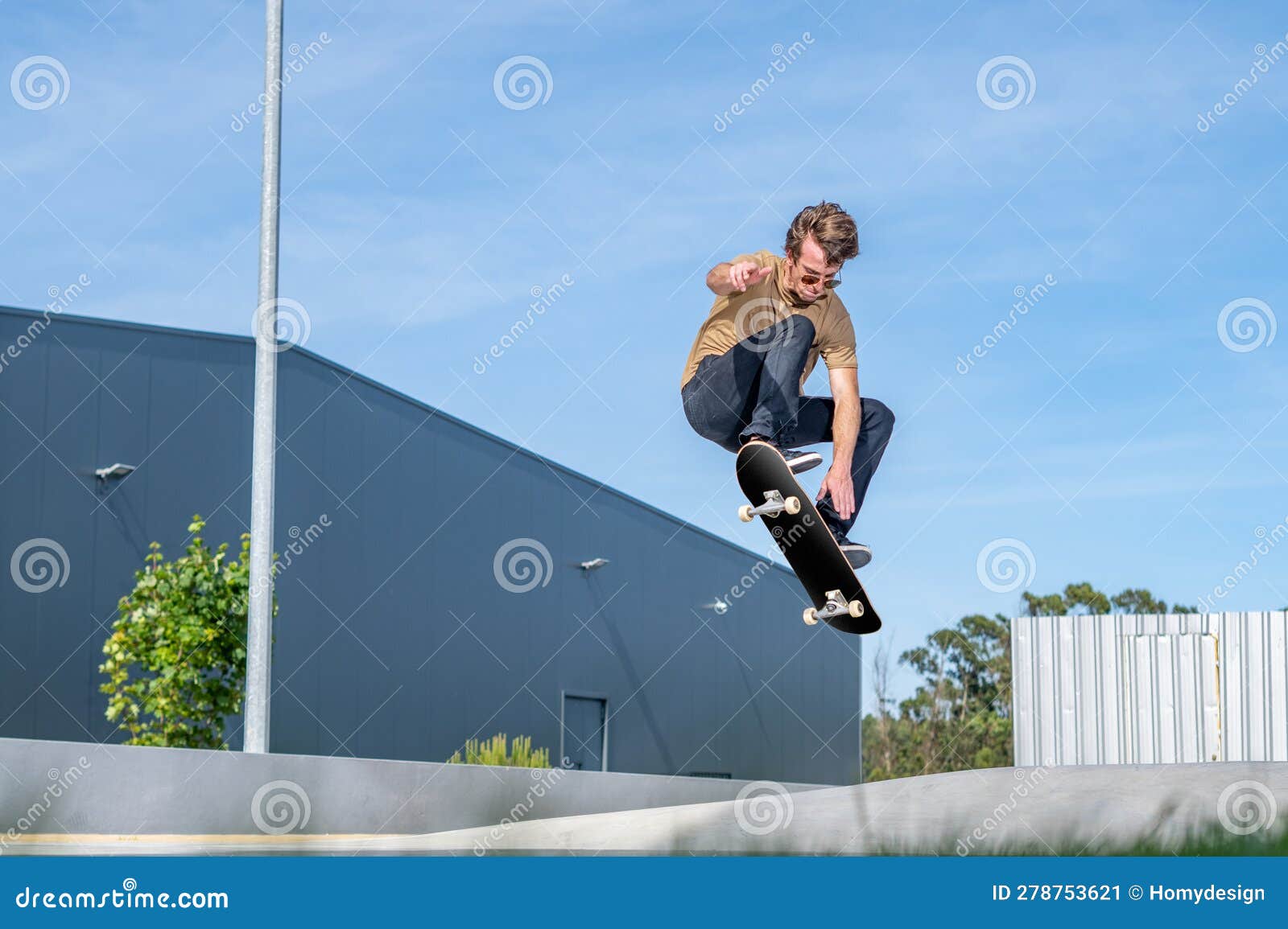 Skateboarder Doing Ollie Trick Stock Image - Image of ride, outside ...