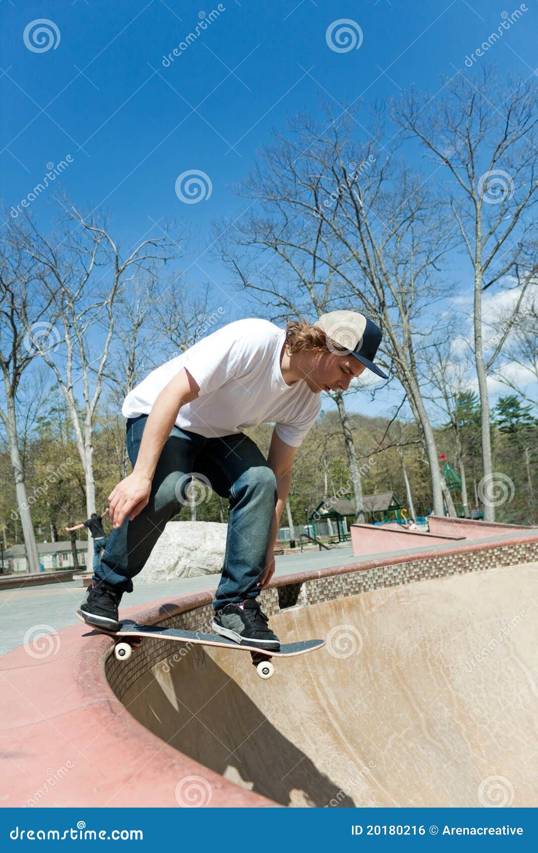 Skateboarder Falling into the Bowl Stock Photo - Image of boarding ...