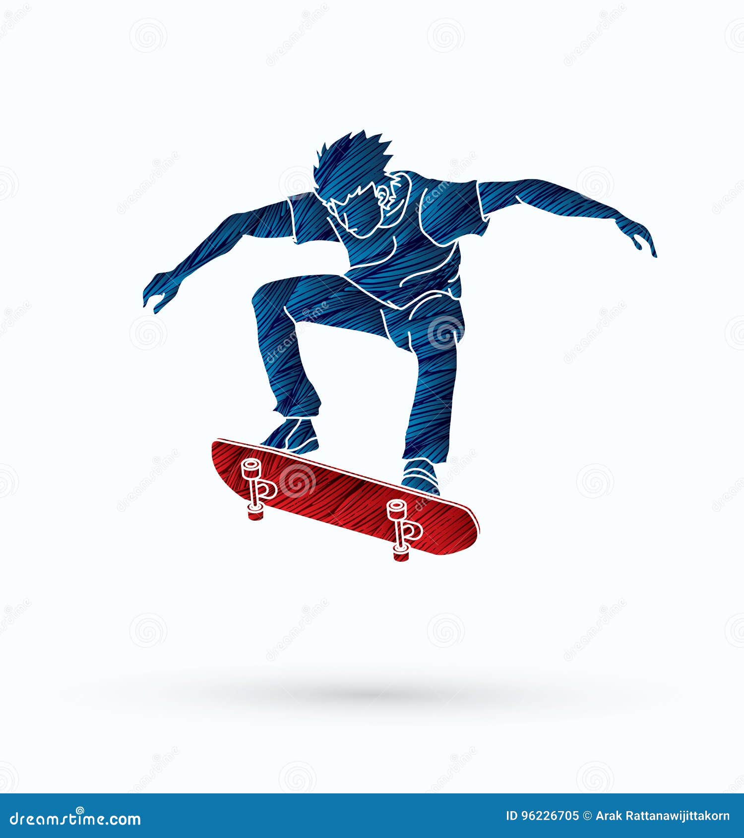 Skateboarder Jumping, Skateboarding Action Stock Vector - Illustration ...