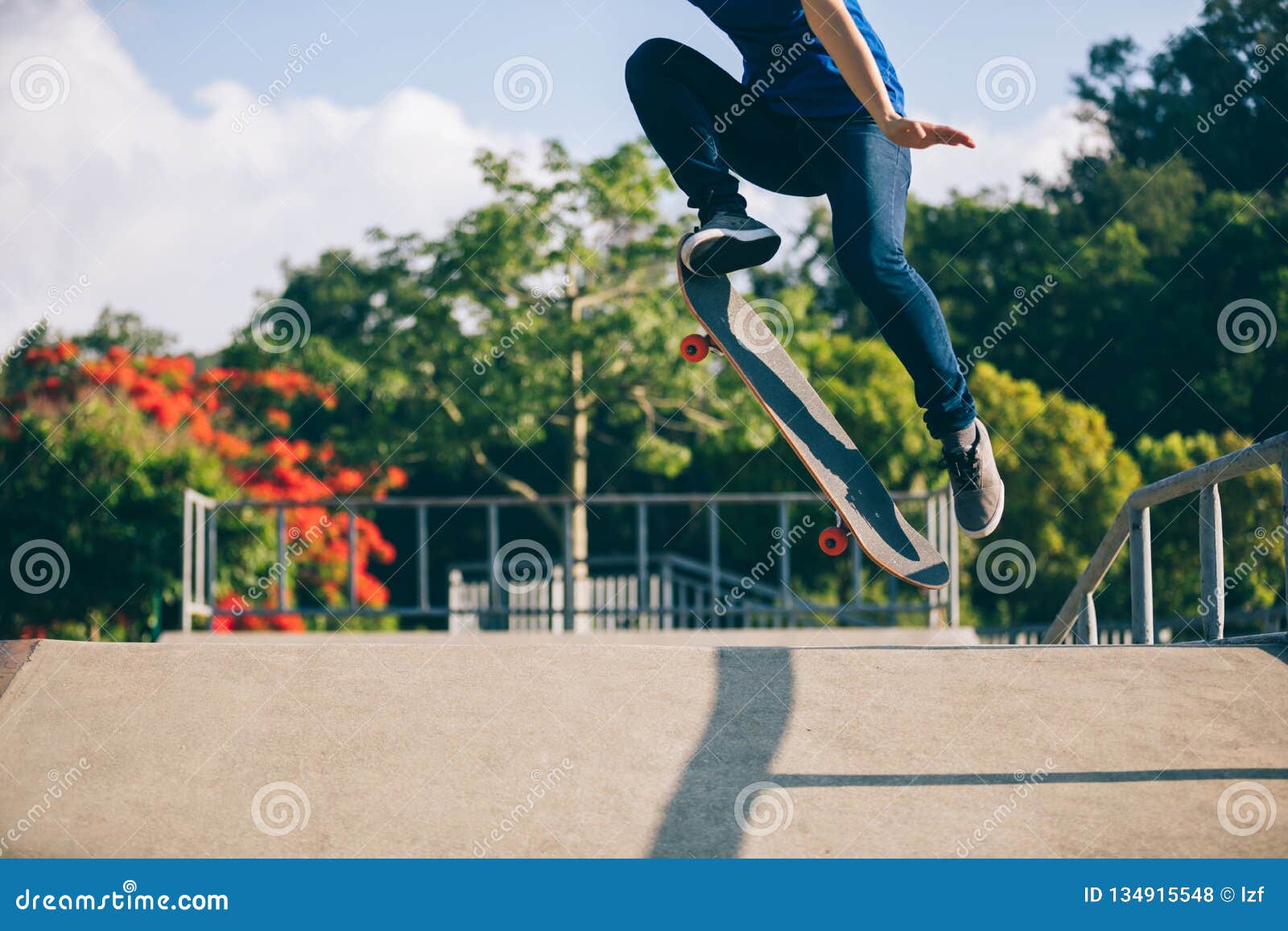 Skateboarder jumping stock photo. Image of exercise - 134915548