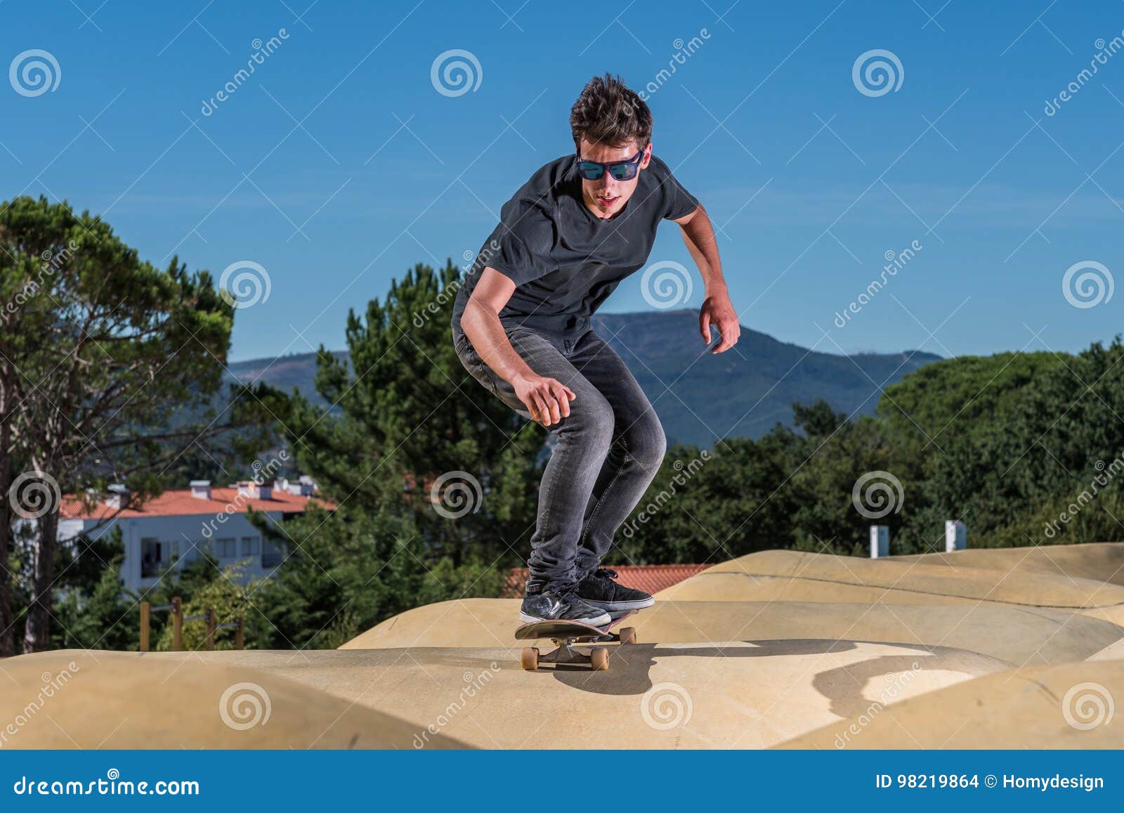 Skateboarder on a Pump Track Park Stock Photo - Image of black, casual ...