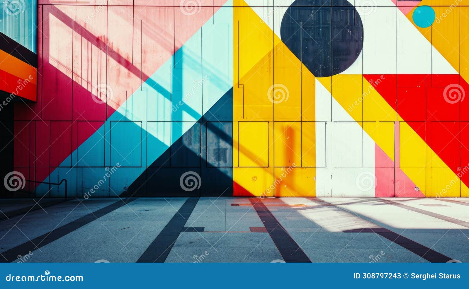 A Skateboarder is Riding Down a Ramp in Front of an Abstract Wall, AI ...