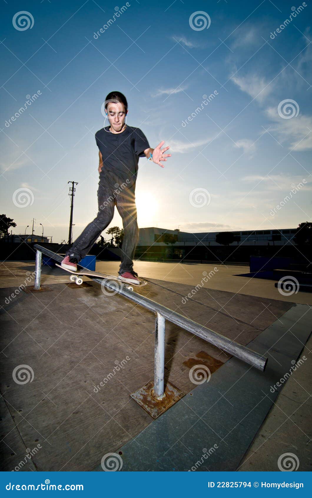 Skateboarder on a slide stock photo. Image of energy - 22825794