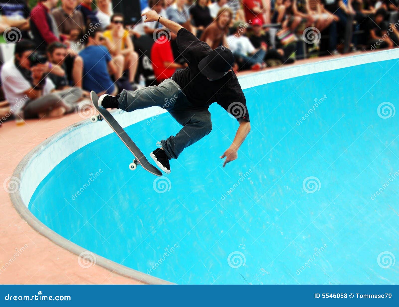 Skateboarding in a pool stock photo. Image of trick, skateboard - 5546058
