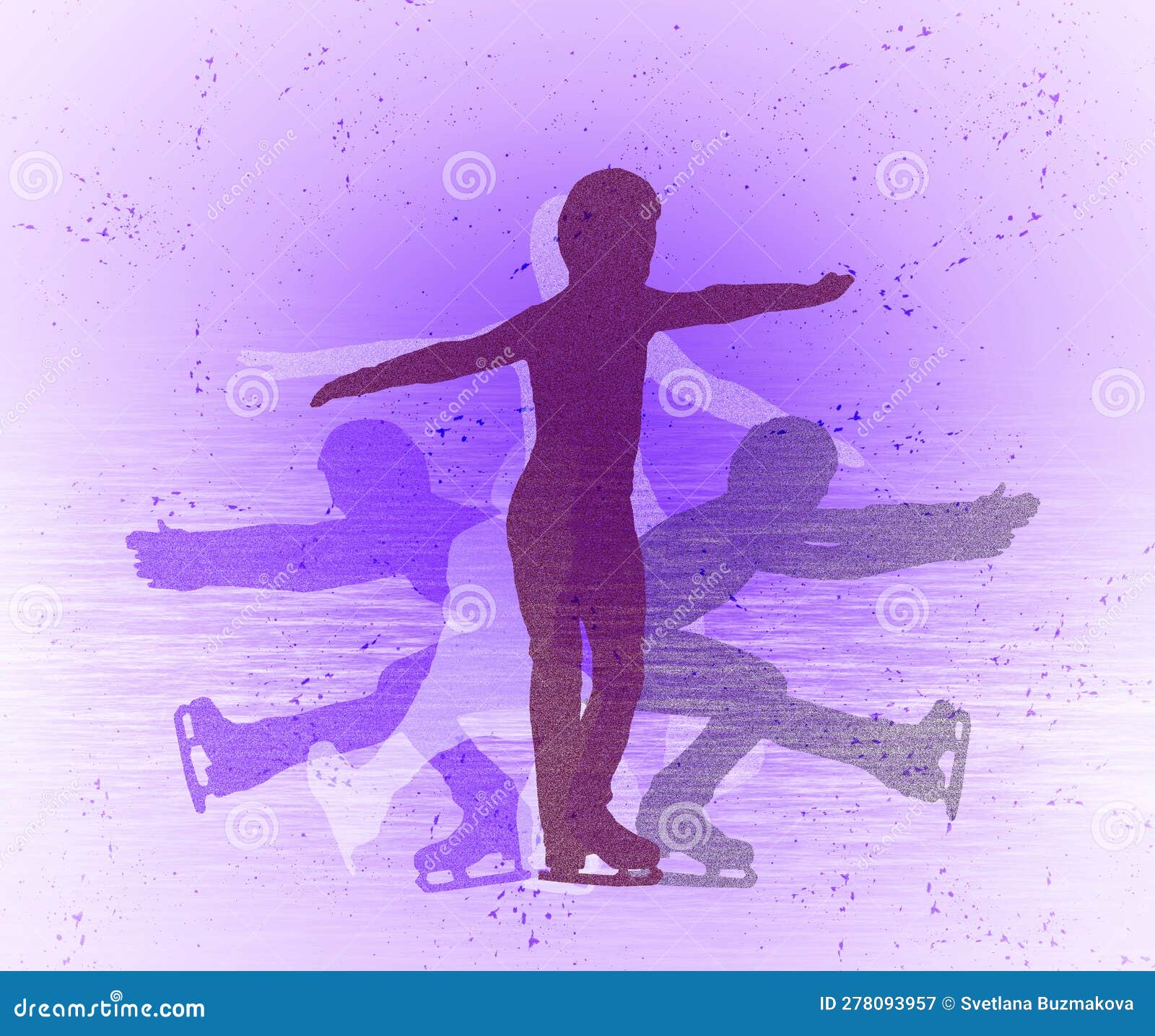 The Skater Performs Rotation Elements on the Ice. Silhouette of an ...