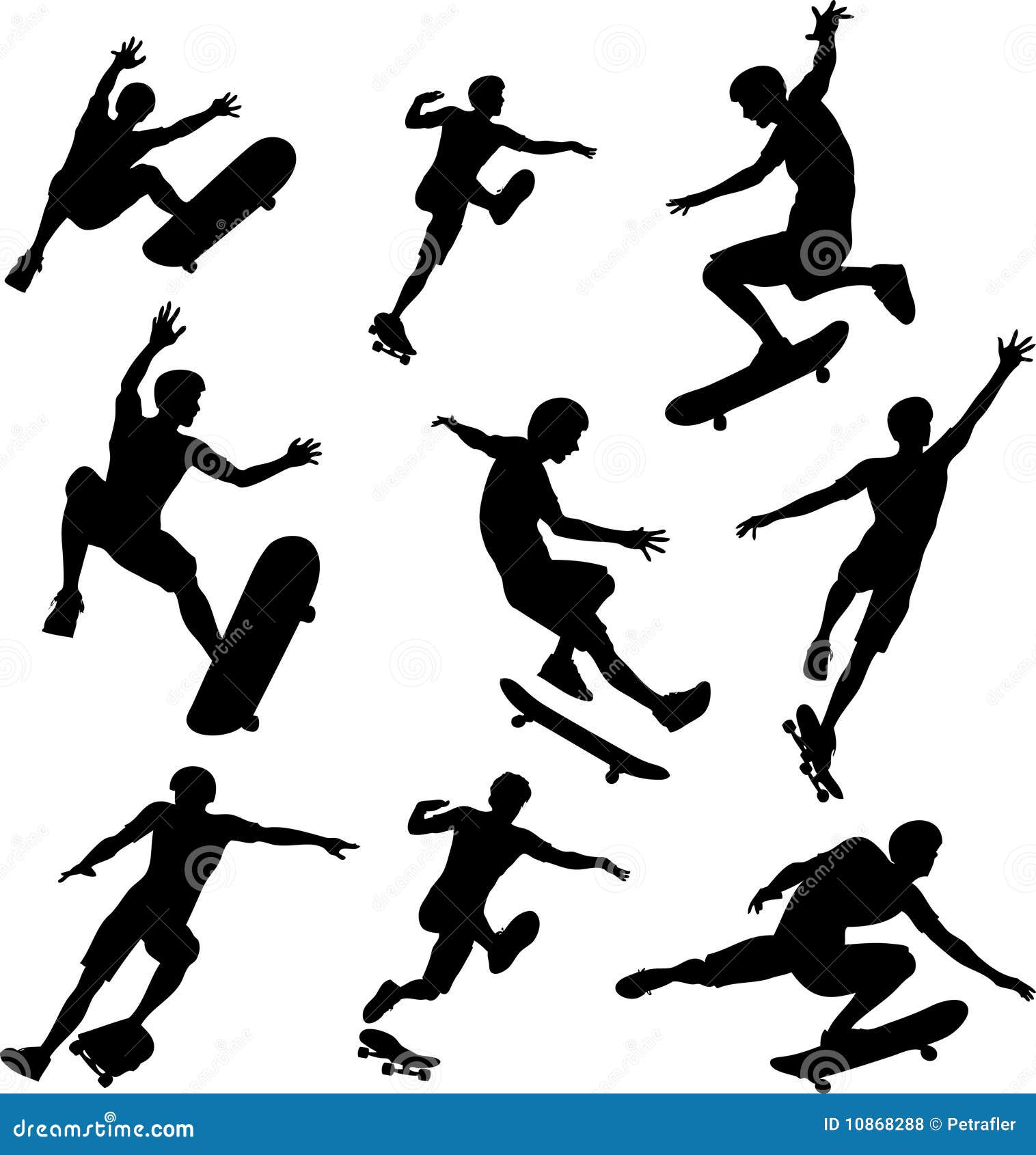 Skater Silhouettes stock vector. Illustration of activity - 10868288