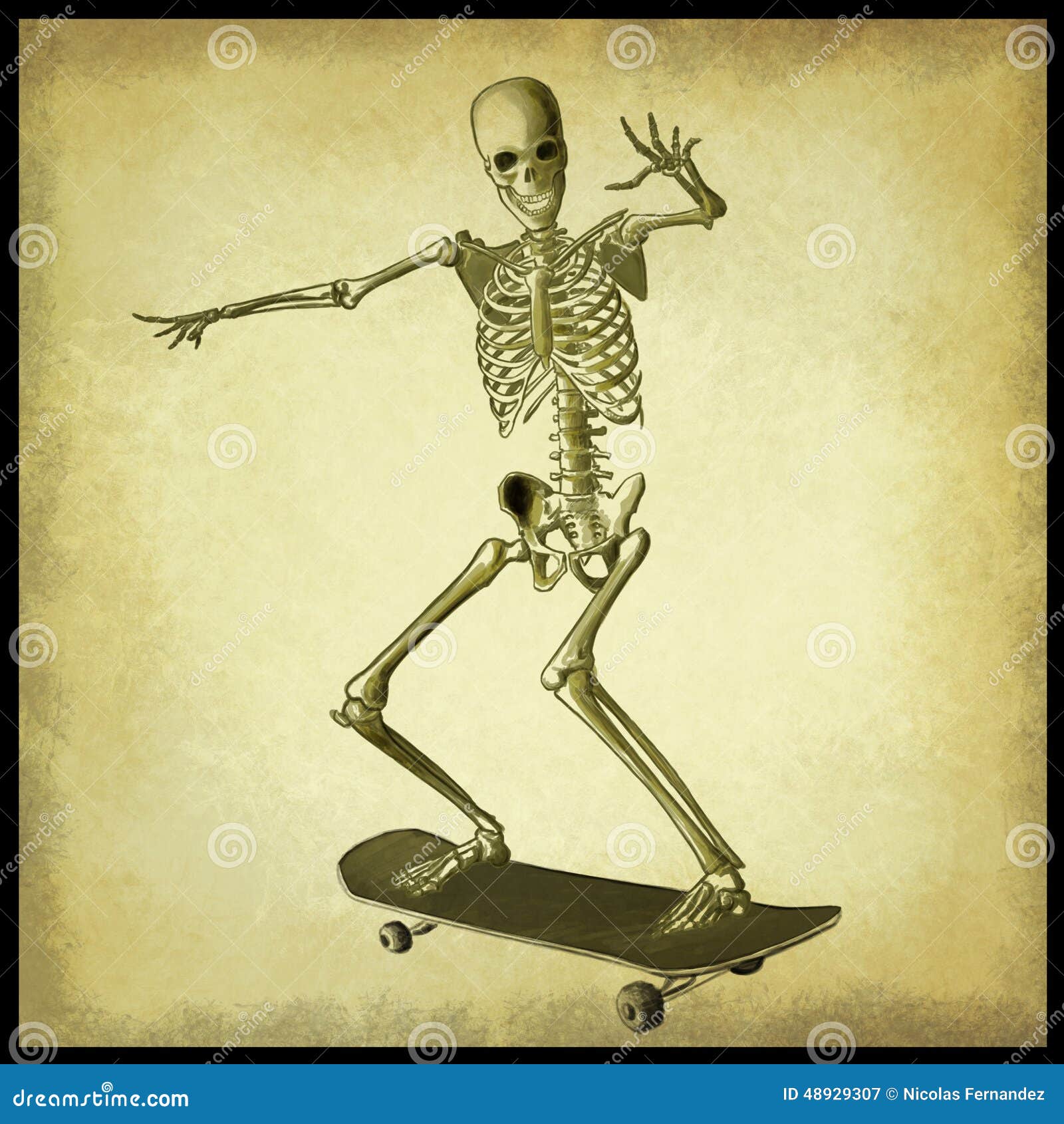 Skater skeleton stock illustration. Illustration of vintage - 48929307