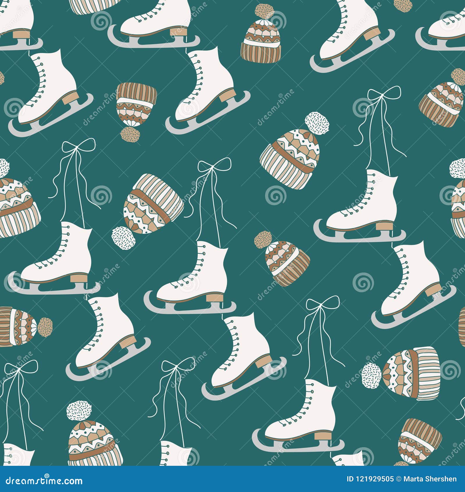 Skates Seamless pattern stock illustration. Illustration of retro ...