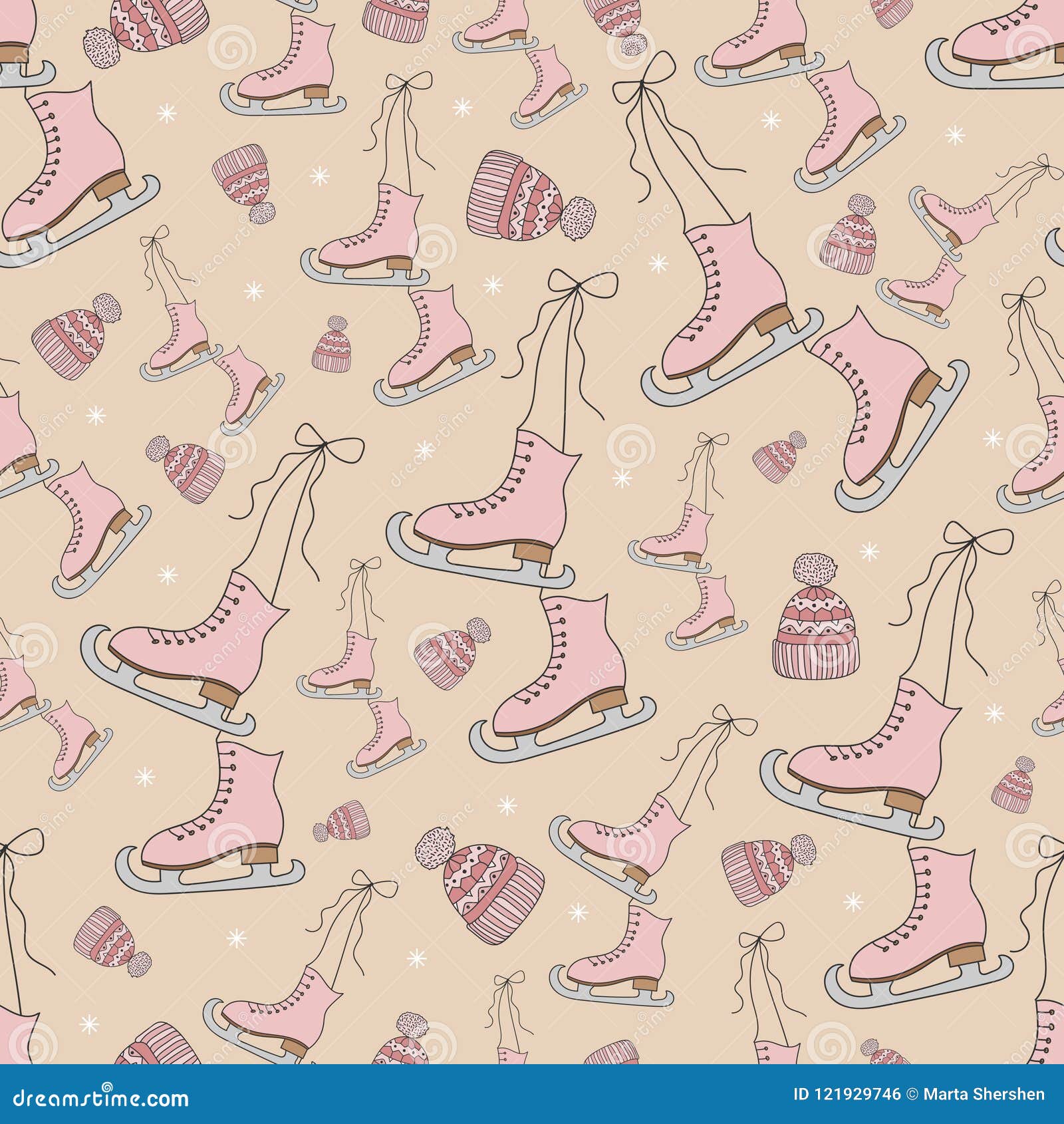 Skates Seamless pattern stock illustration. Illustration of christmas ...